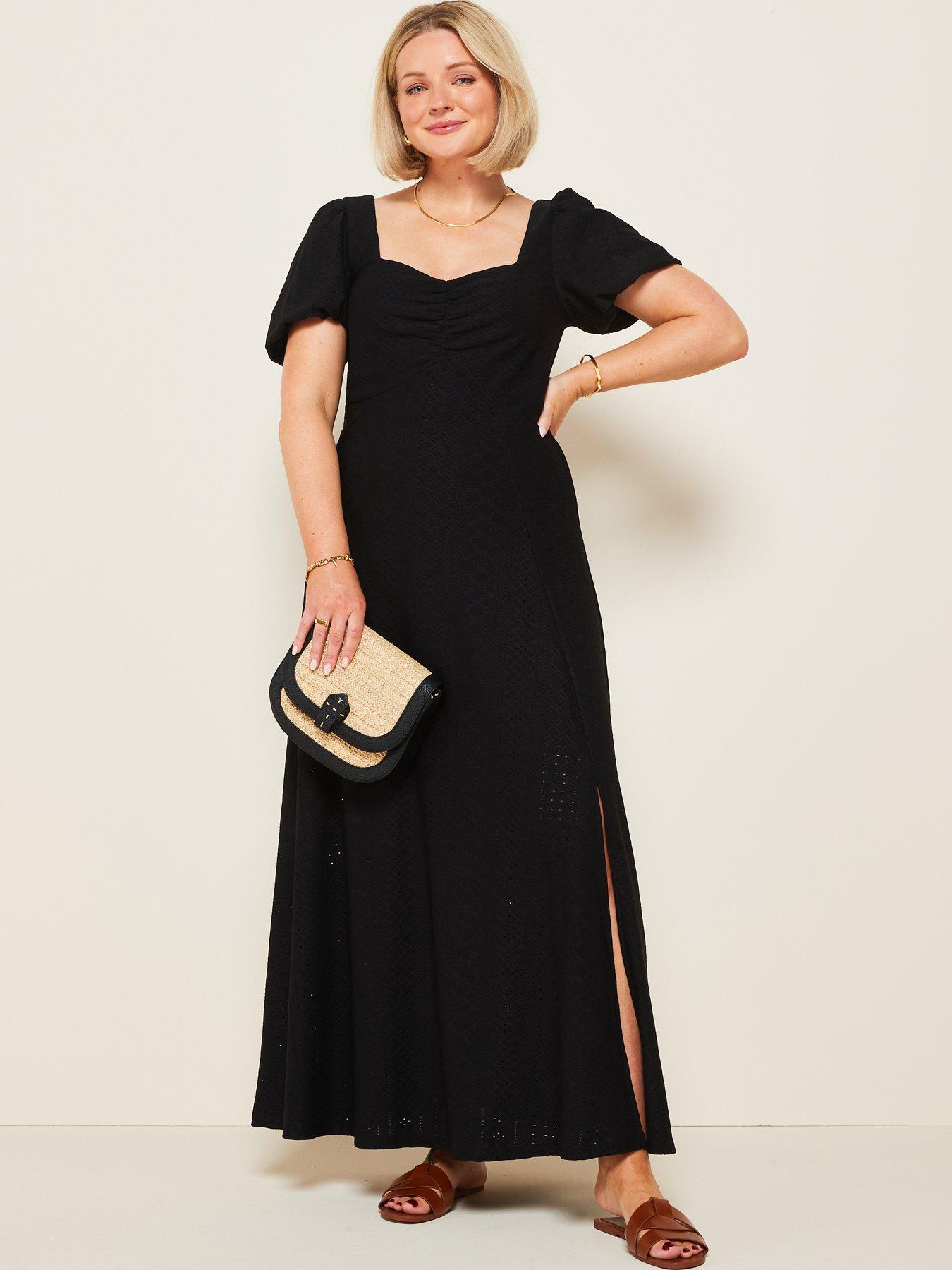 V by Very X Laura Byrnes Sweetheart Jersey Midi Dress - Black | Very