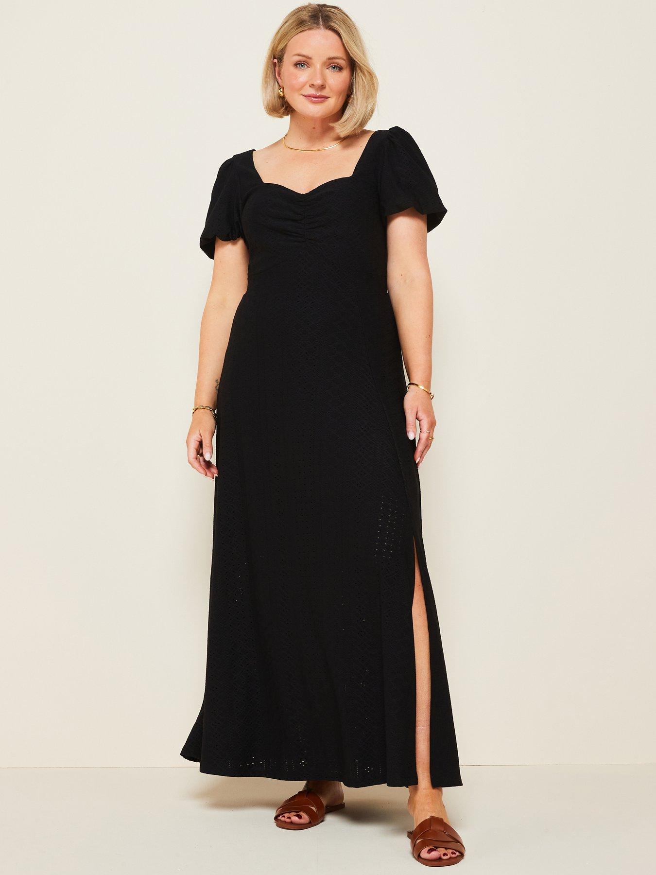 V by Very X Laura Byrnes Sweetheart Jersey Midi Dress - Black | Very