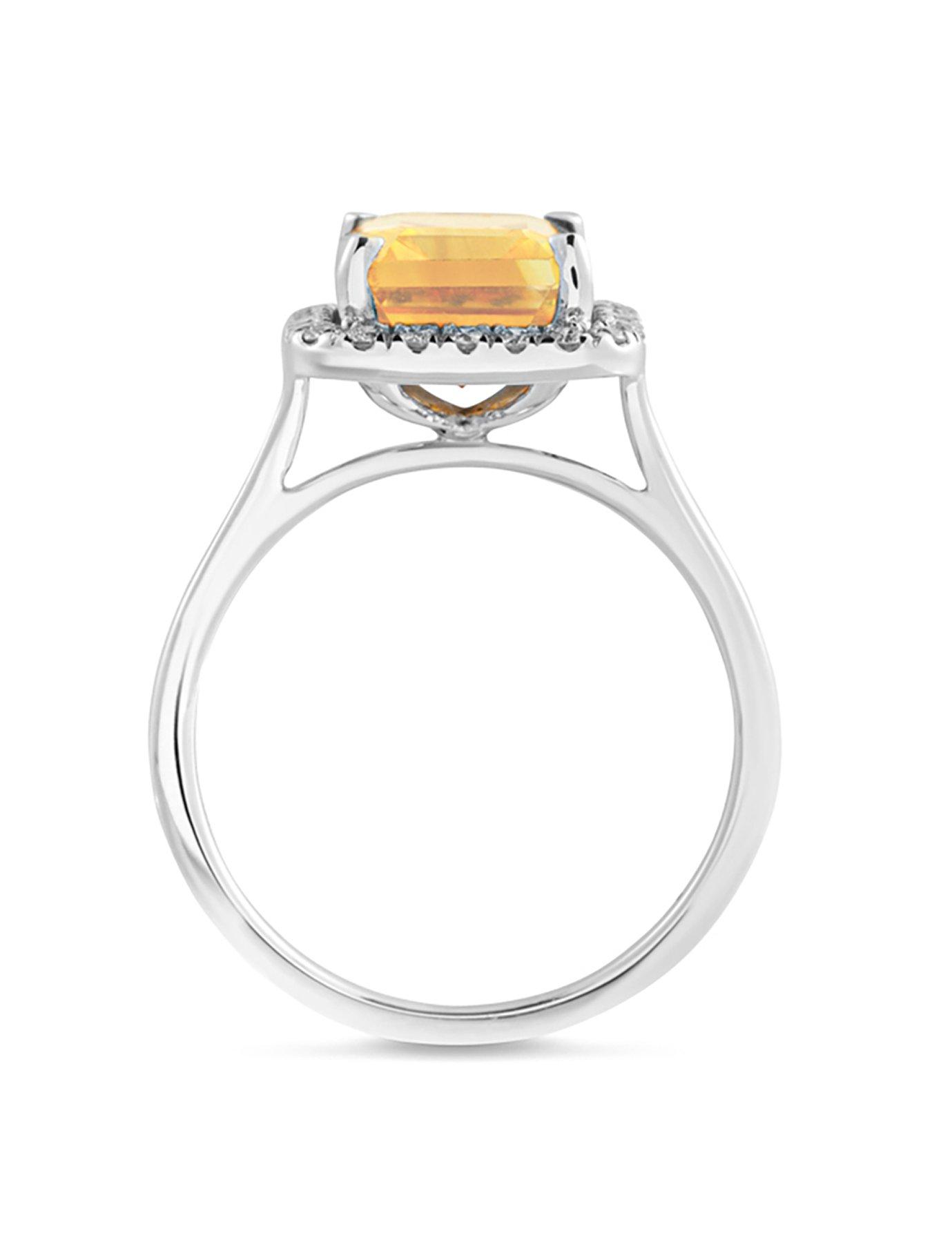 The Love Collection Reeva 9ct White Gold Natural Citrine 10x8 mm ...