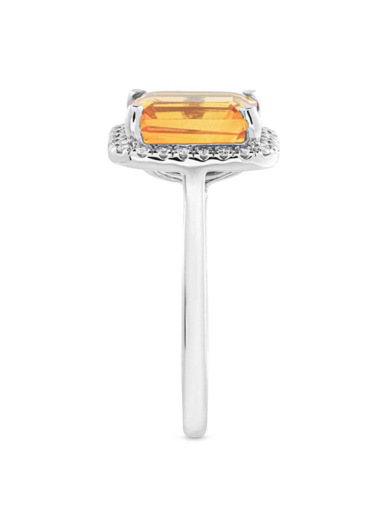 The Love Collection Reeva 9ct White Gold Natural Citrine 10x8 mm ...