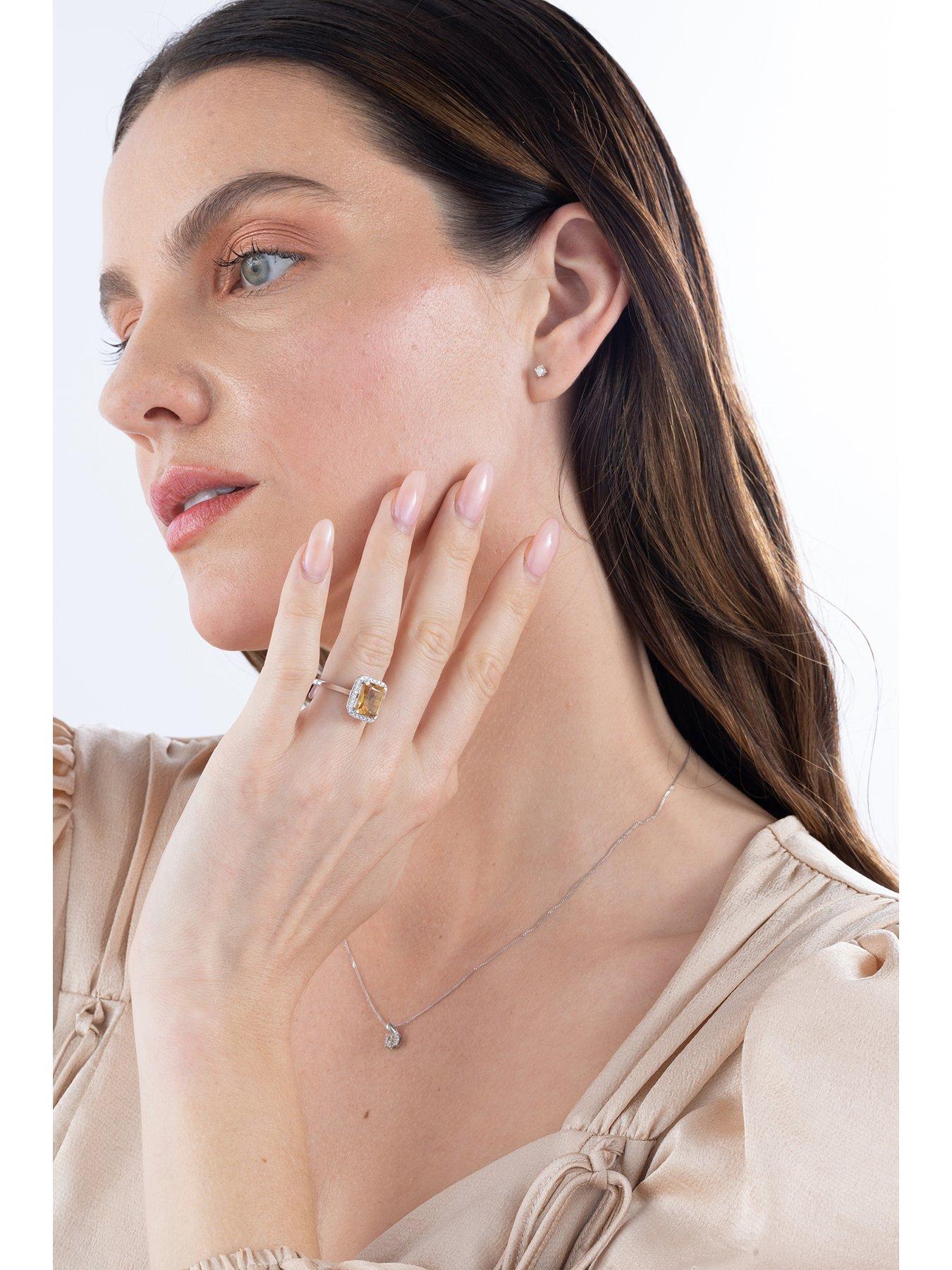 The Love Collection Reeva 9ct White Gold Natural Citrine 10x8 mm ...