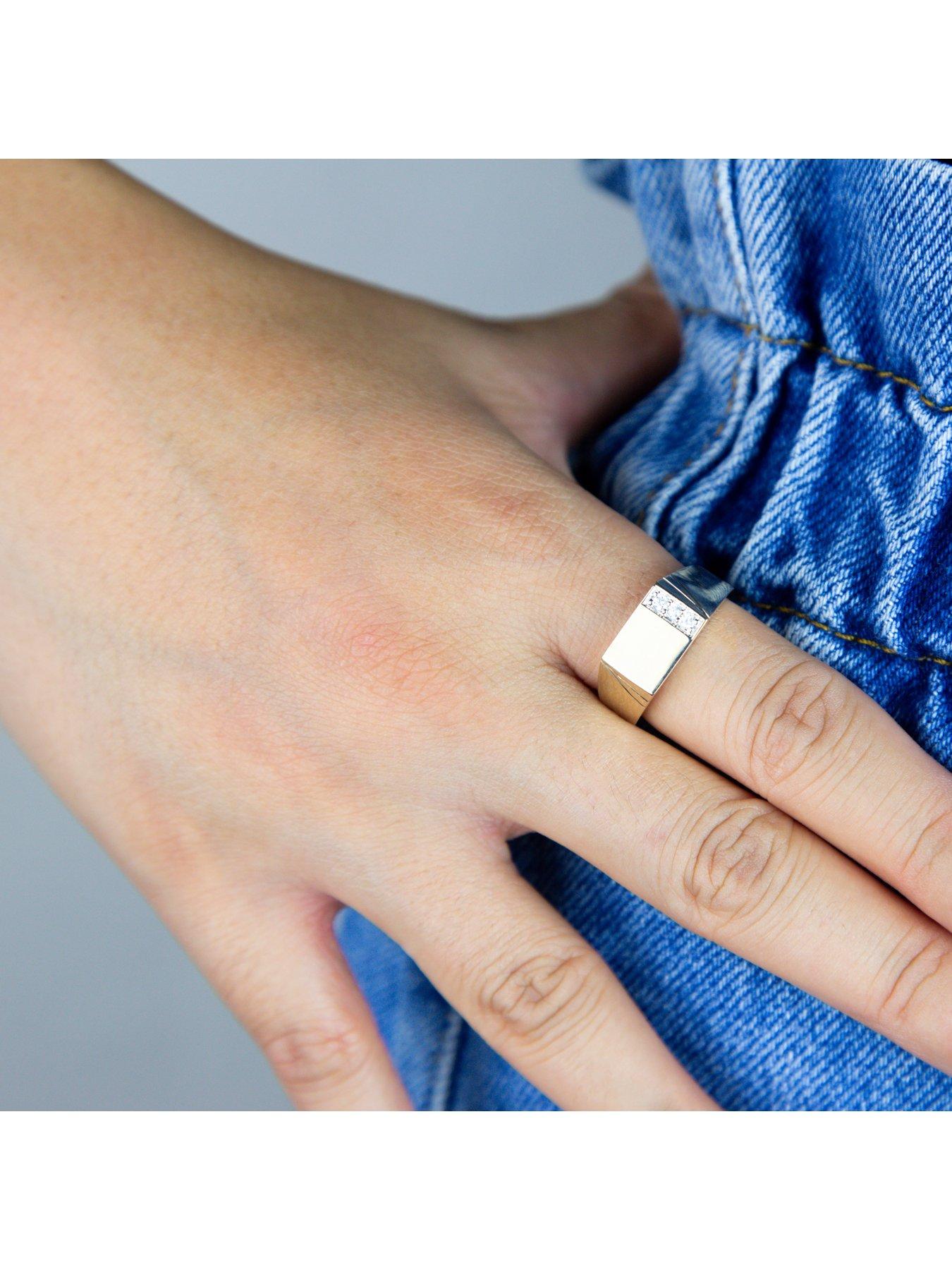 The Love Collection 9ct Yellow Gold 3 x 2mm CZ Pave Set 12mm x 7.65mm ...