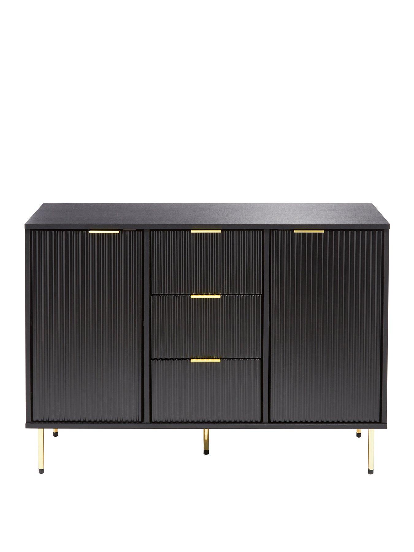 Lloyd Pascal Nevada Large 2 Door, 3 Drawer Sideboard - Black | very.co.uk
