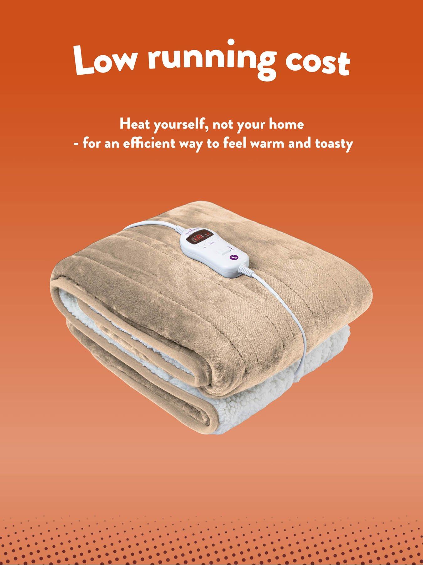 Slumberdown Cosy & Snug Sherpa Fleece Heated Throw - Natural | Very