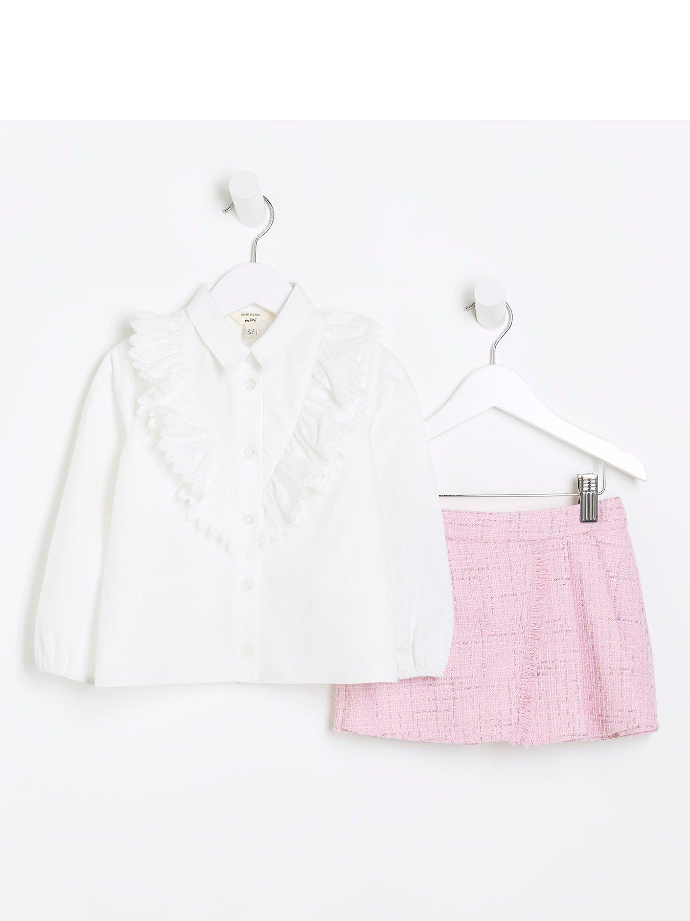 River Island Mini Mini Girls Frill Blouse And Skort Set - White | Very ...