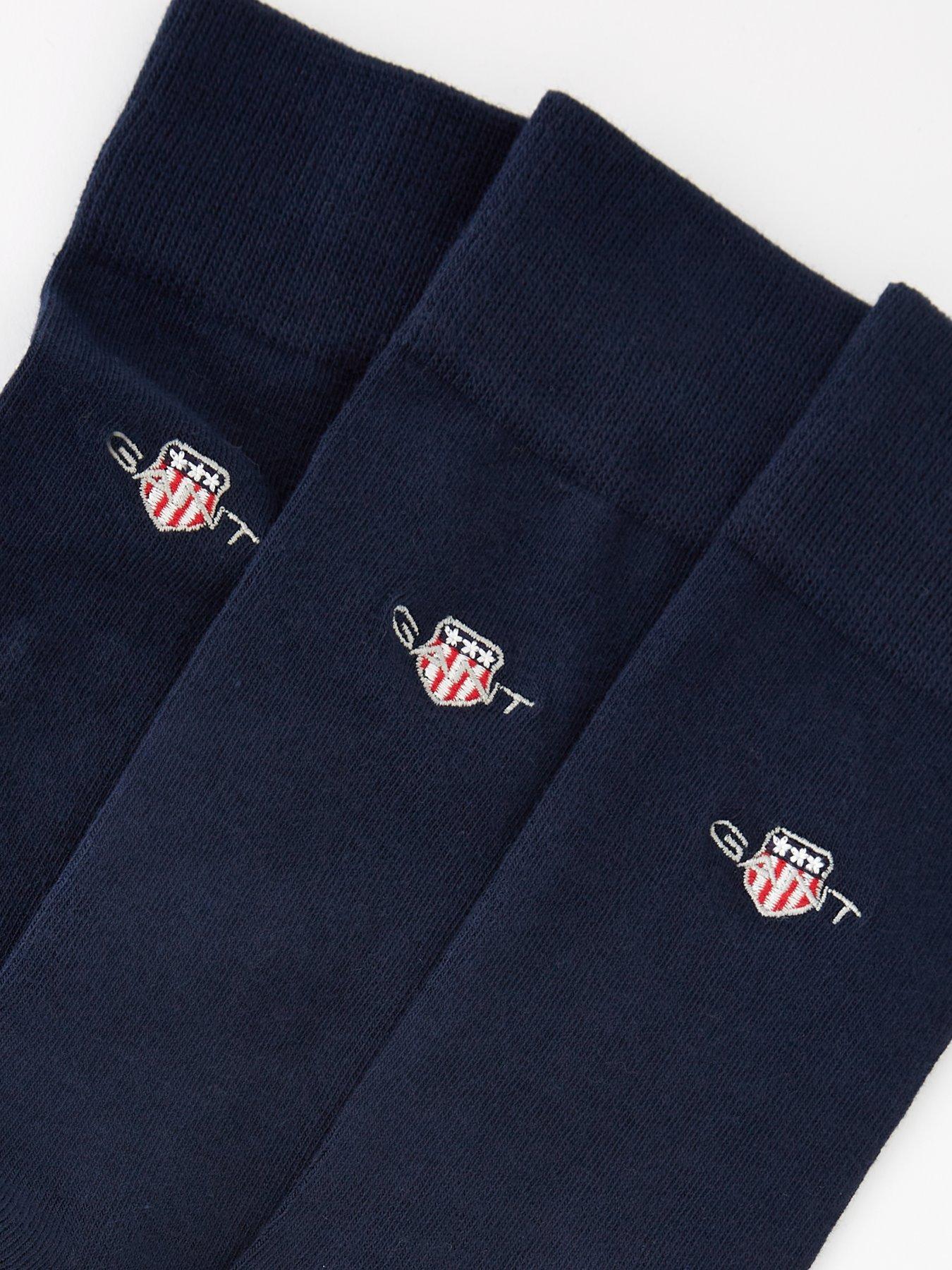 GANT 3 Pack Shield Socks - Navy | Very