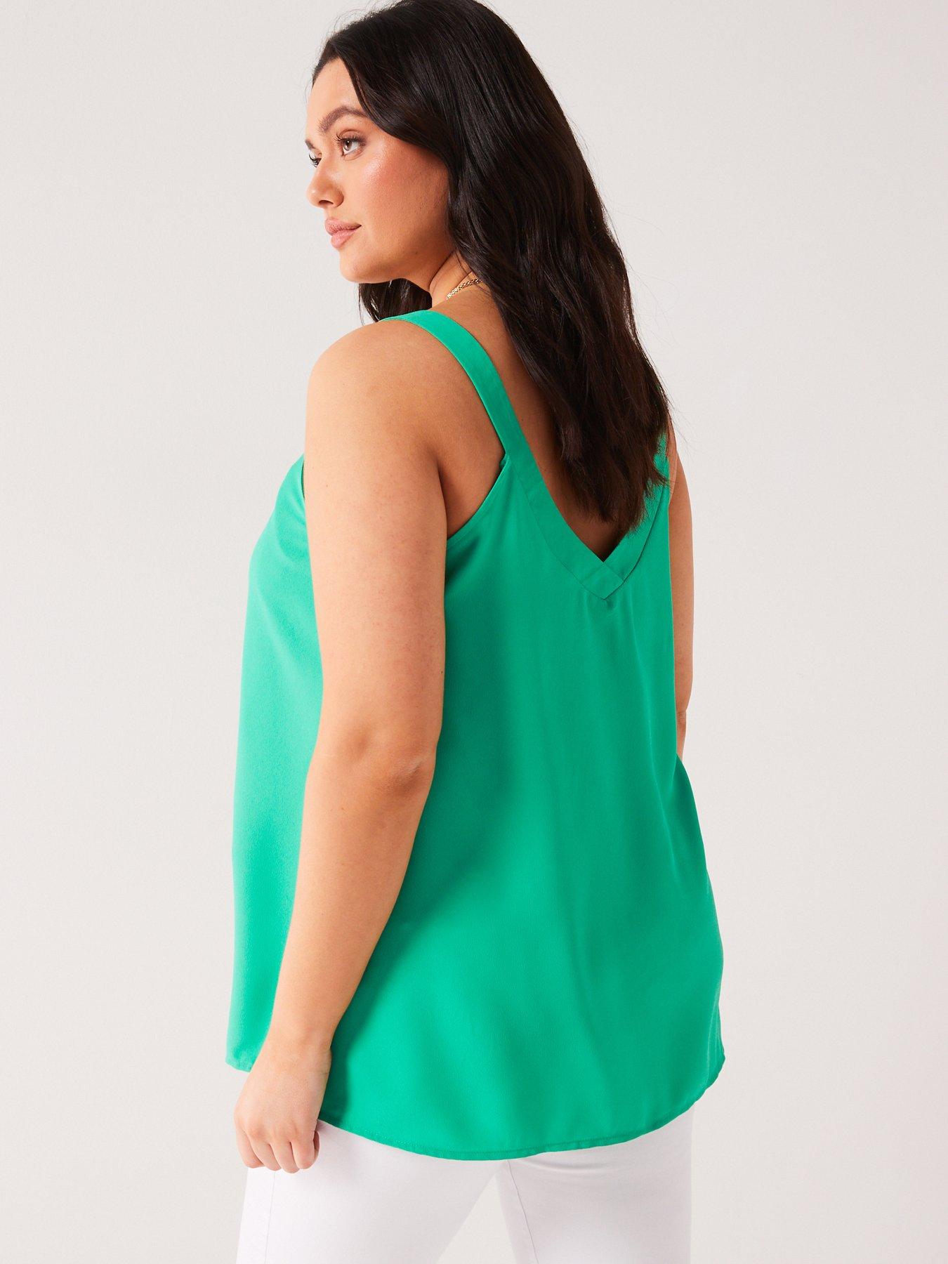 V by Very Curve Essential Woven Cami - Green | Very