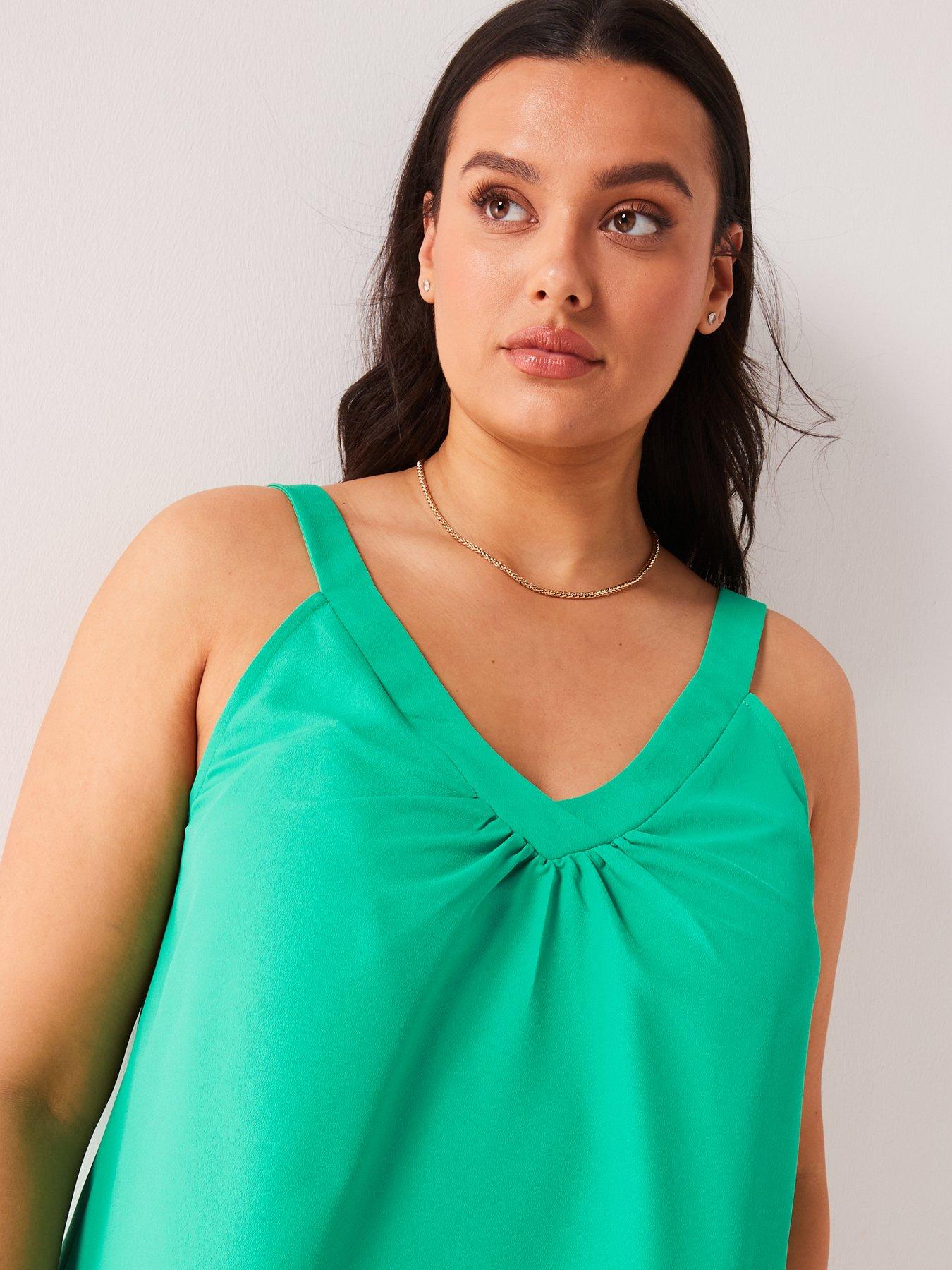V by Very Curve Essential Woven Cami - Green | Very