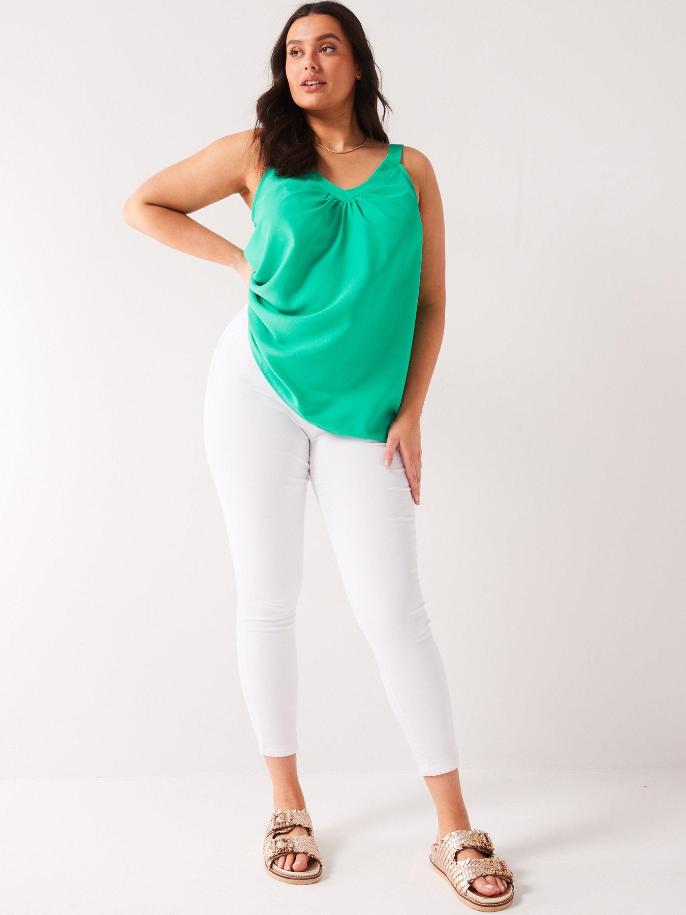 V by Very Curve Essential Woven Cami - Green | Very