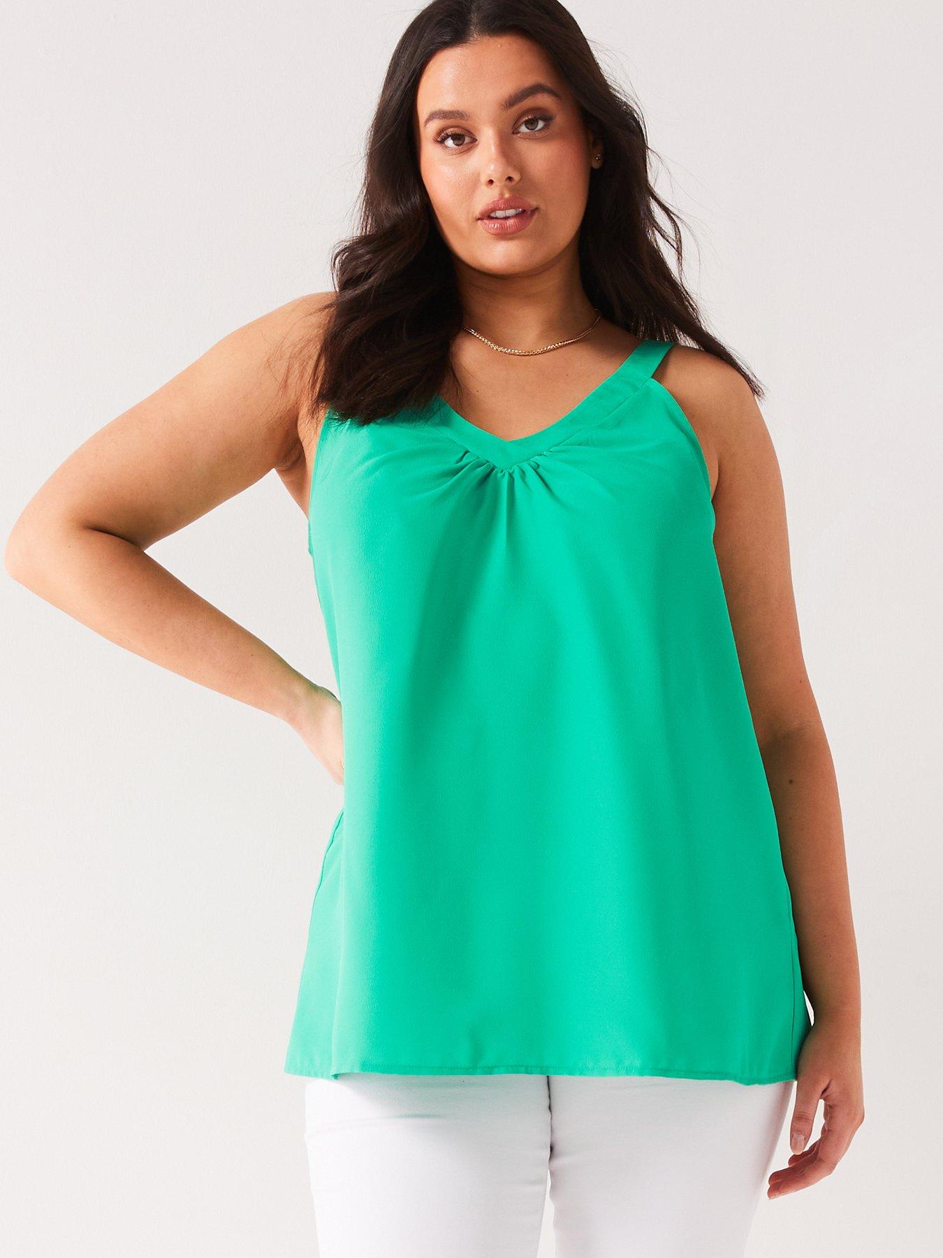 V by Very Curve Essential Woven Cami - Green | Very