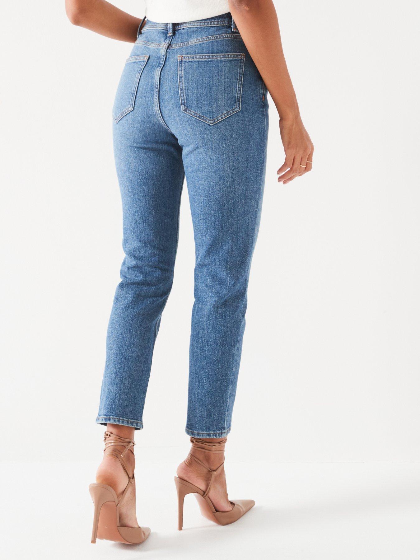 V by Very Sculpt Slim Mom Tint Wash Jeans - Tint - Blue | Very