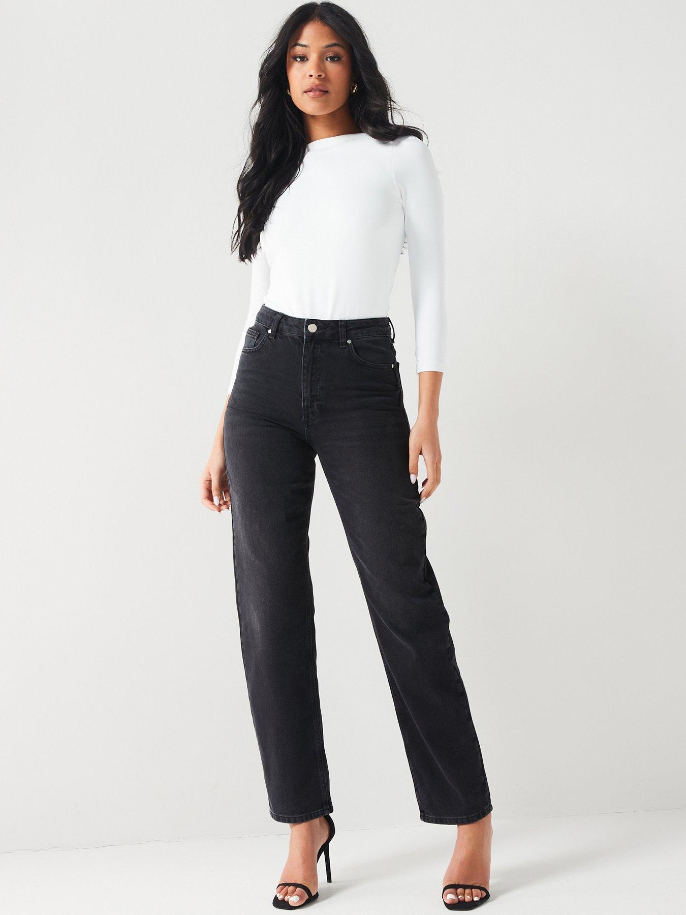 V by Very High Waist Relaxed Fit Jeans - Black | Very