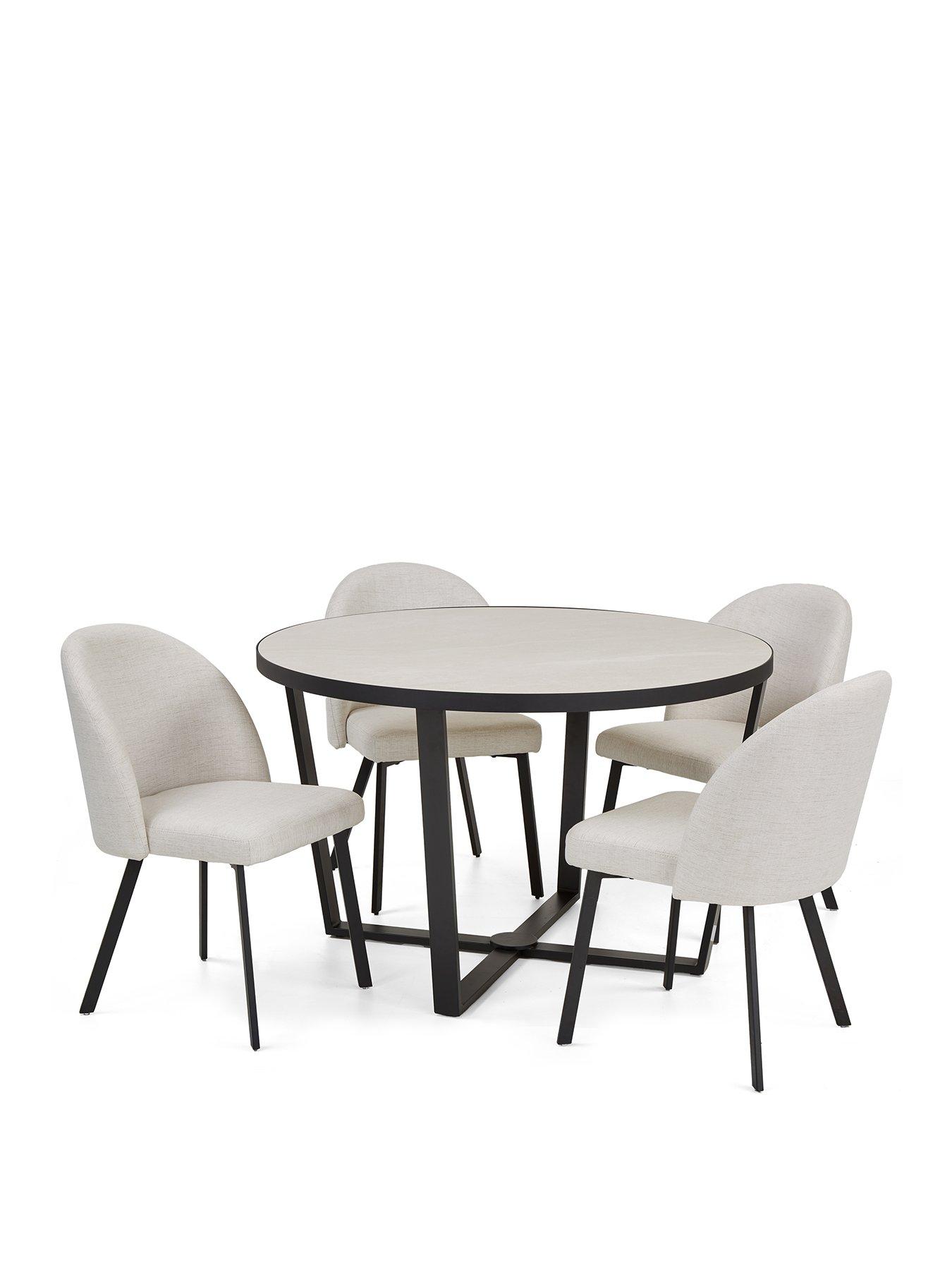 Michelle Keegan Home Cortes 120 cm Ceramic Top Dining Table + 4 Chairs ...