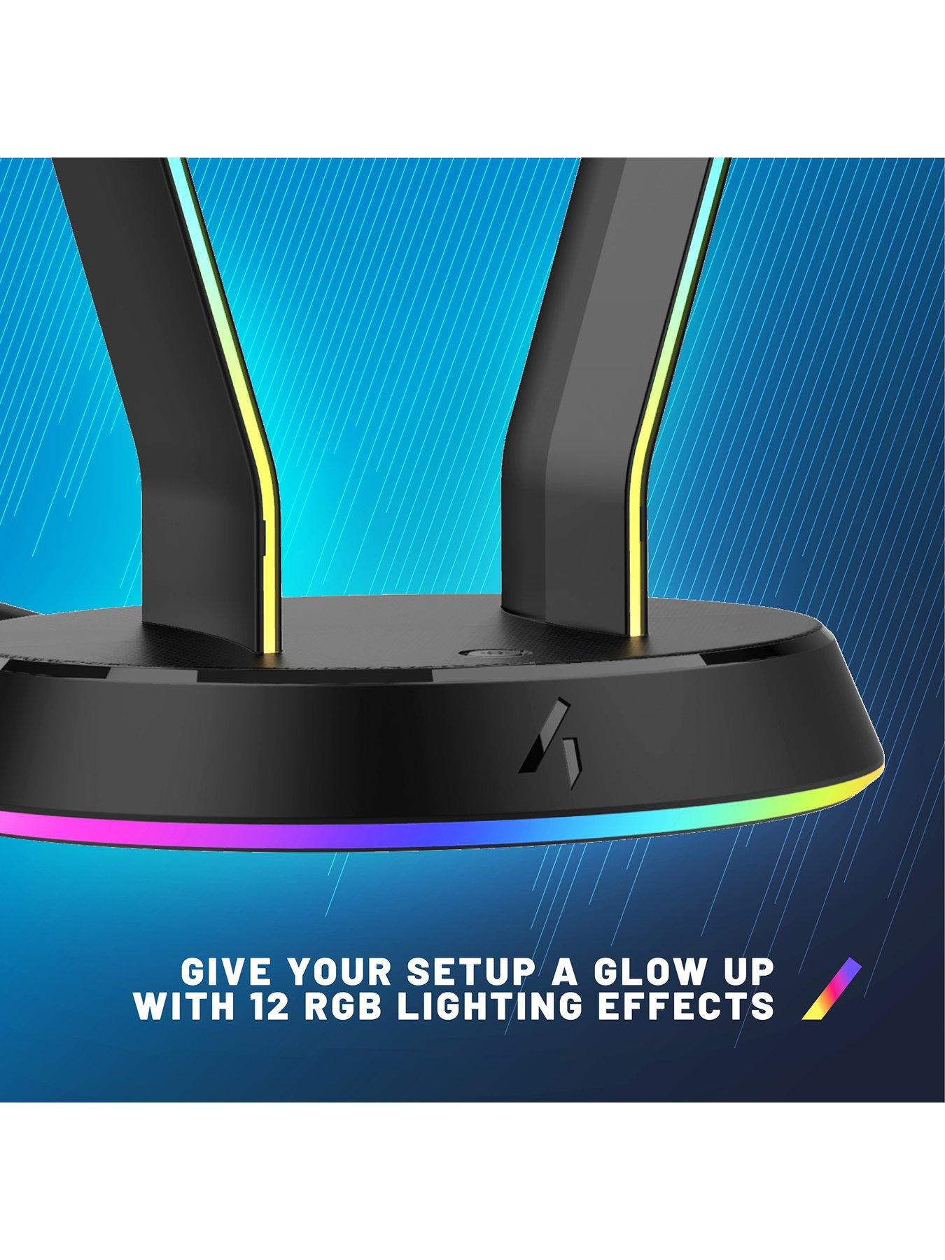 Stealth LED Light Up Gaming Headset Stand with 2x USB ports | Very