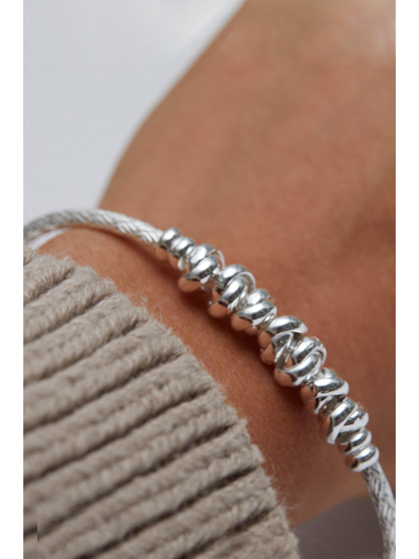 Simply Silver Sterling Silver 925 Love Knot Textured Bangle Bracelet | Very
