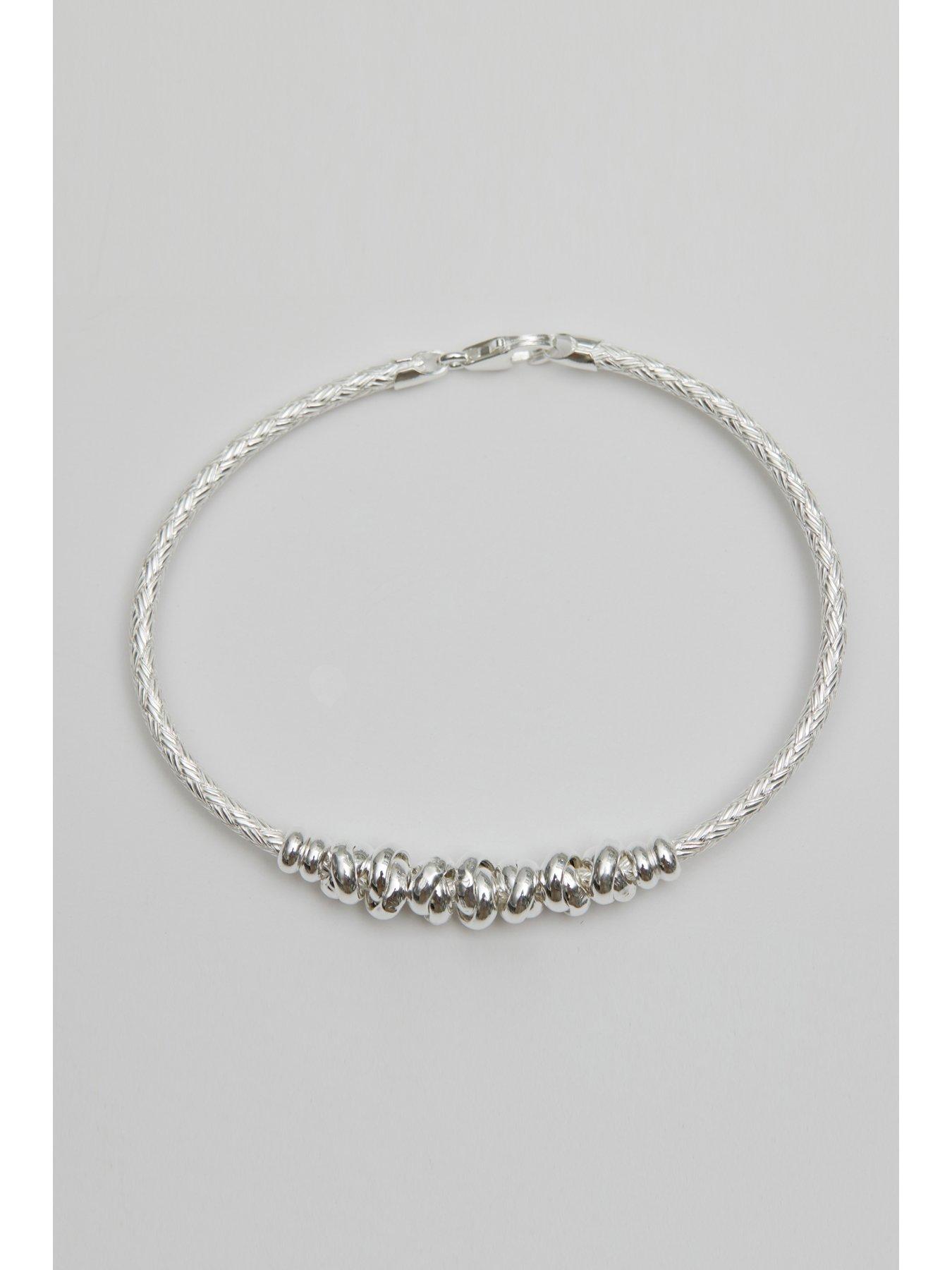Simply Silver Sterling Silver 925 Love Knot Textured Bangle Bracelet ...