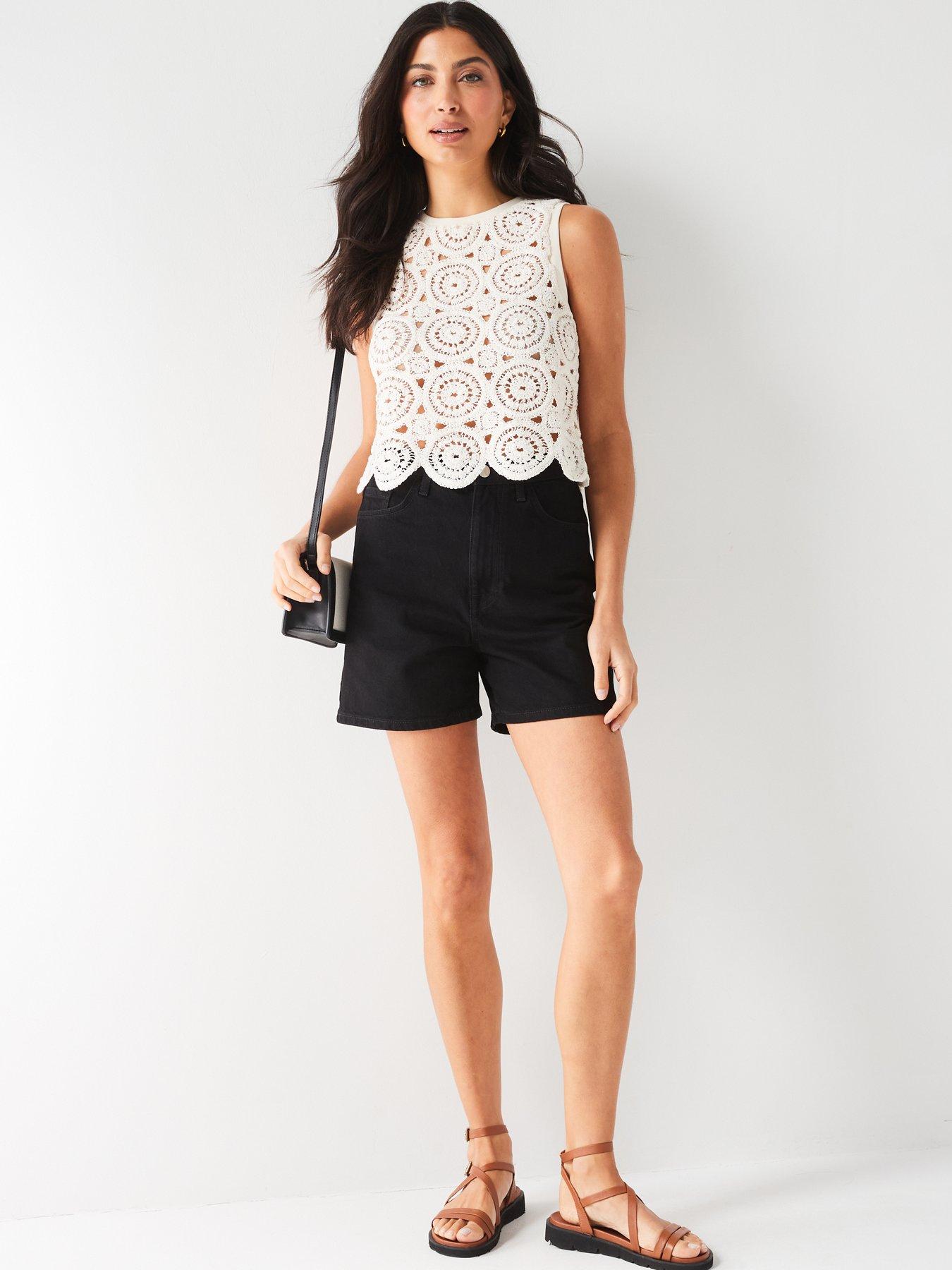 V by Very Crochet Shell Top - Cream | Very