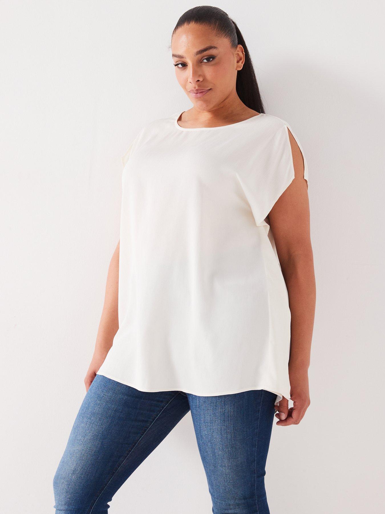 V by Very Curve Draped Sleeve Shell Top - Cream | Very