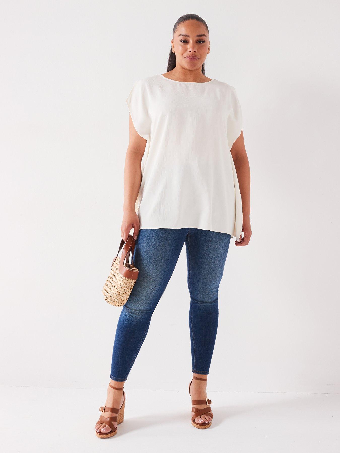V by Very Curve Draped Sleeve Shell Top - Cream | Very