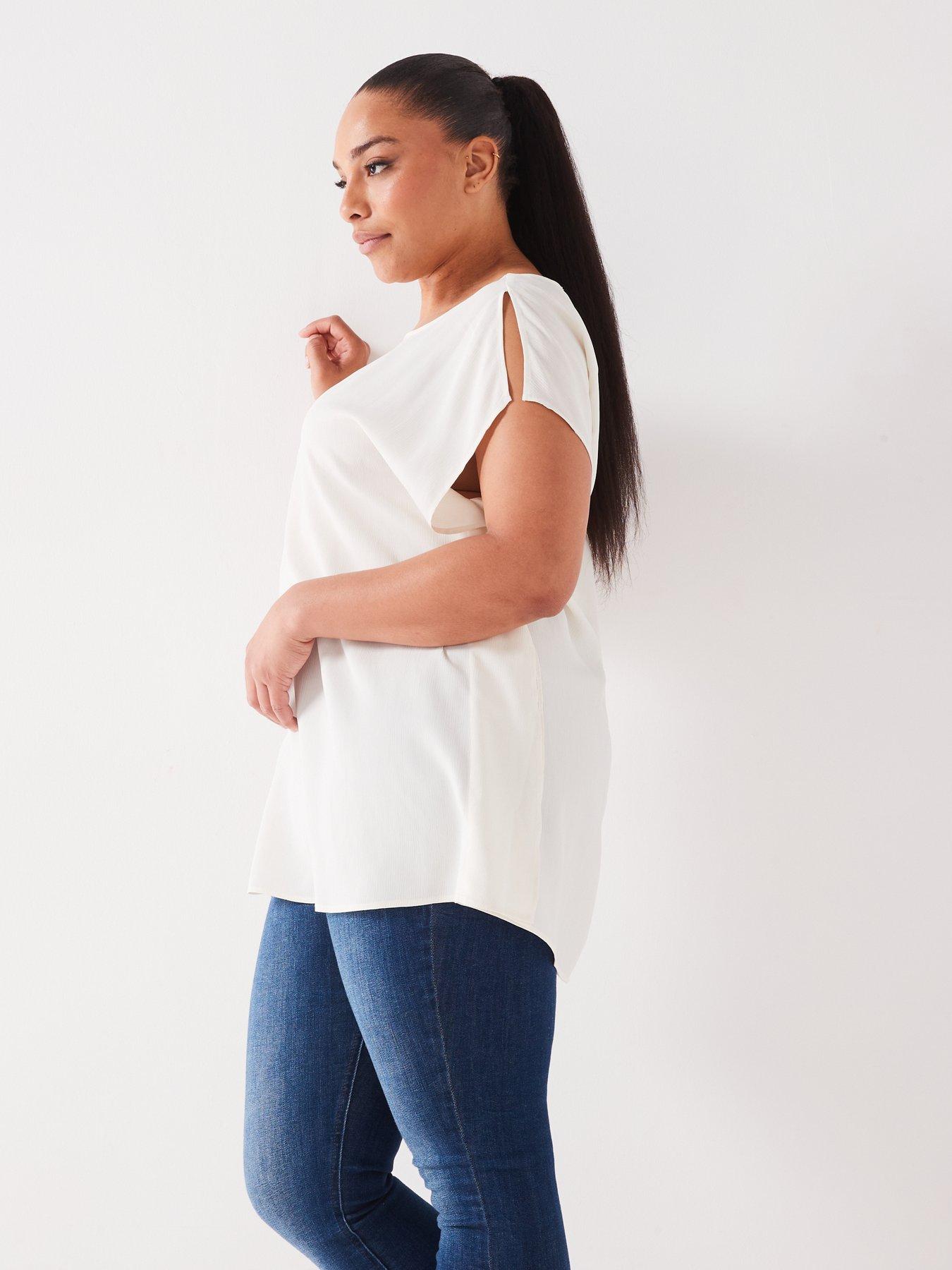 V by Very Curve Draped Sleeve Shell Top - Cream | Very