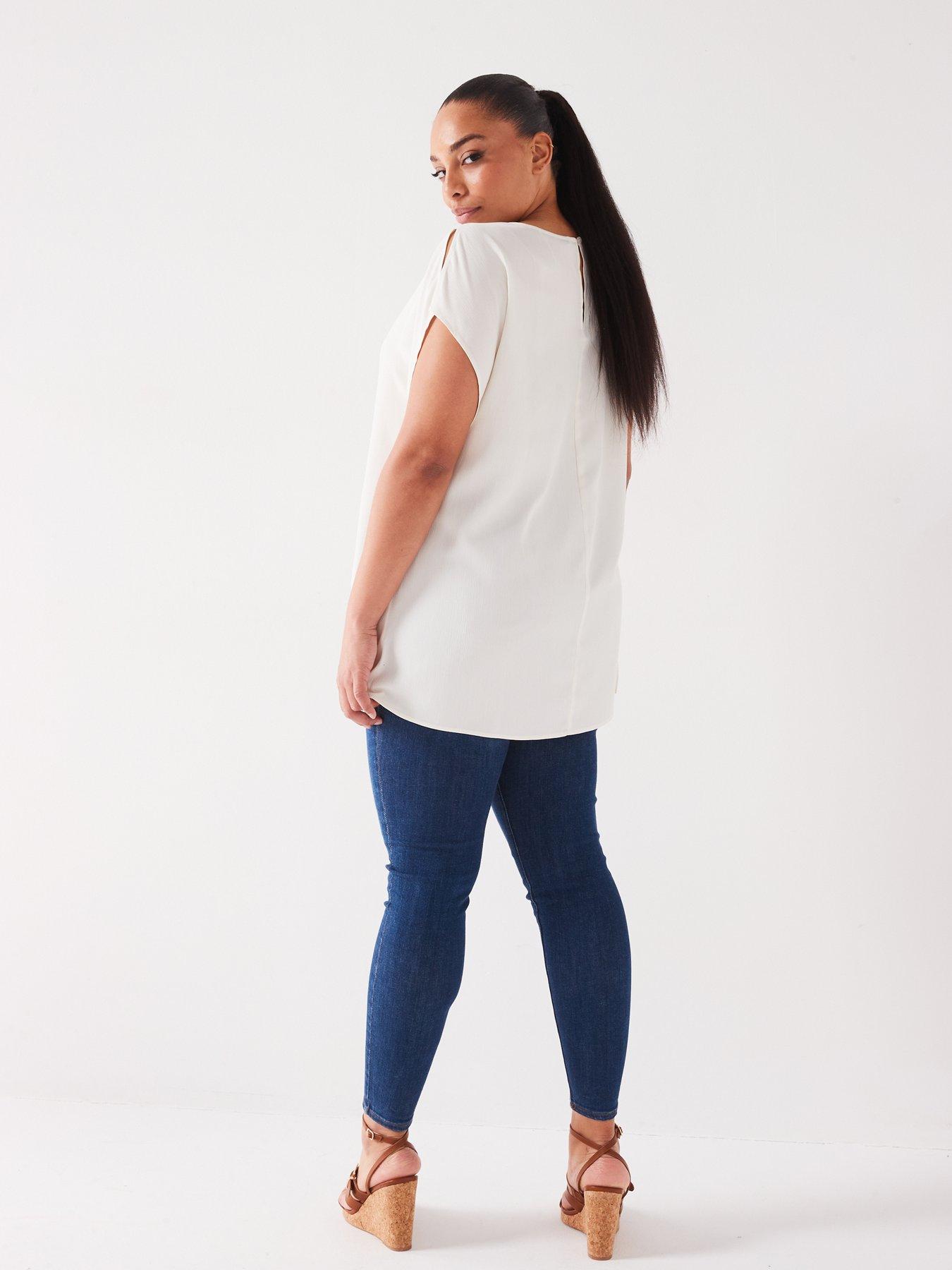V by Very Curve Draped Sleeve Shell Top - Cream | Very