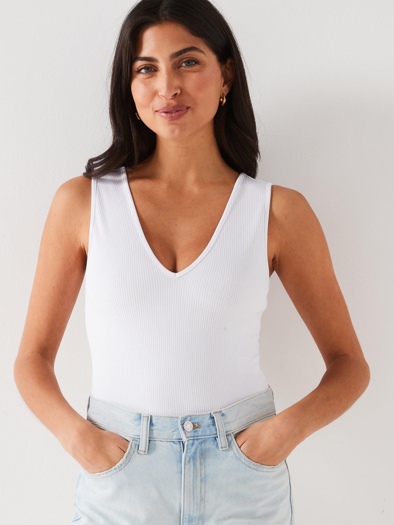 V by Very Wide Strap Bodysuit - White | Very