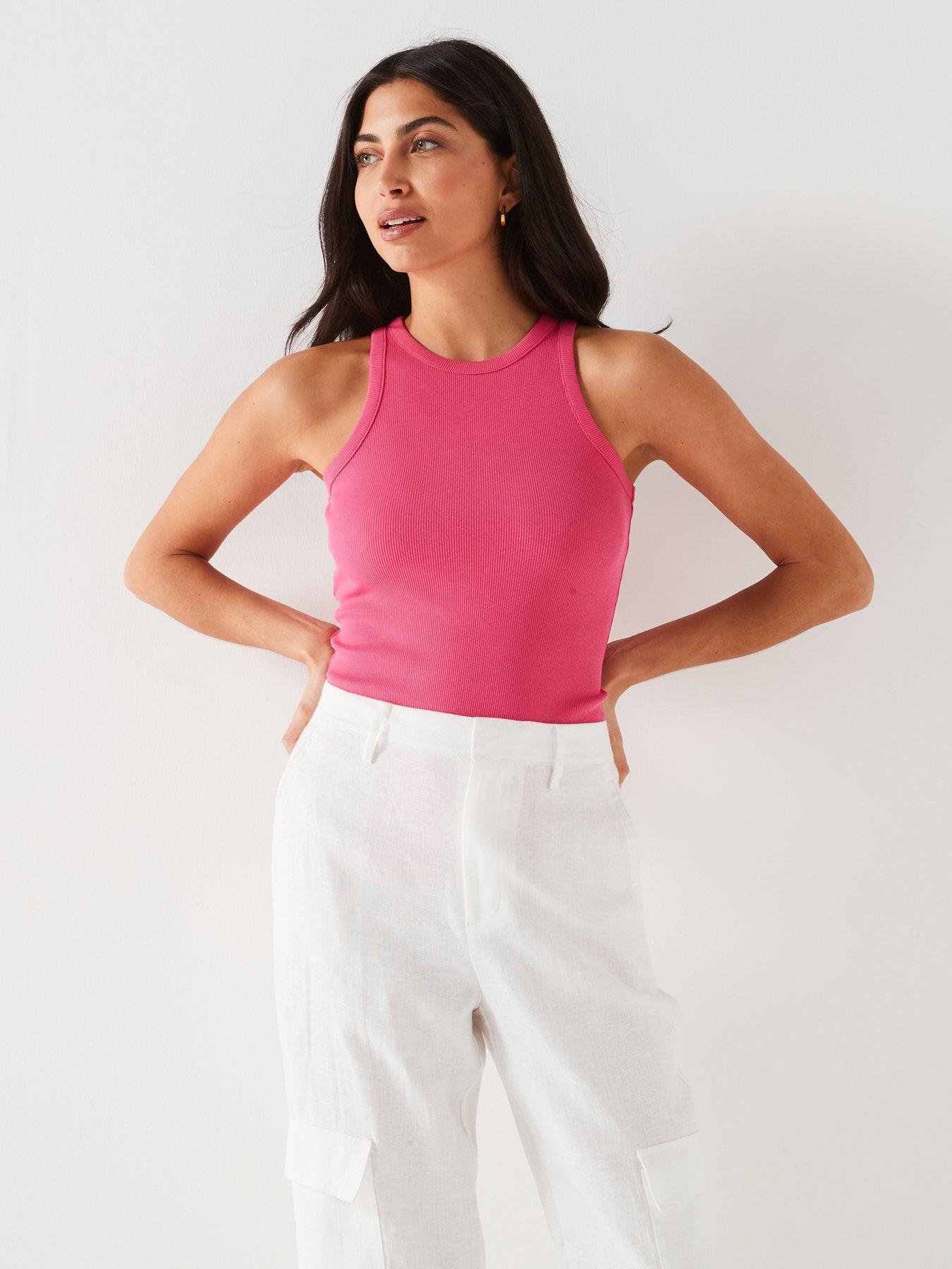 Everyday Ribbed Racer Vest - Pink | Very
