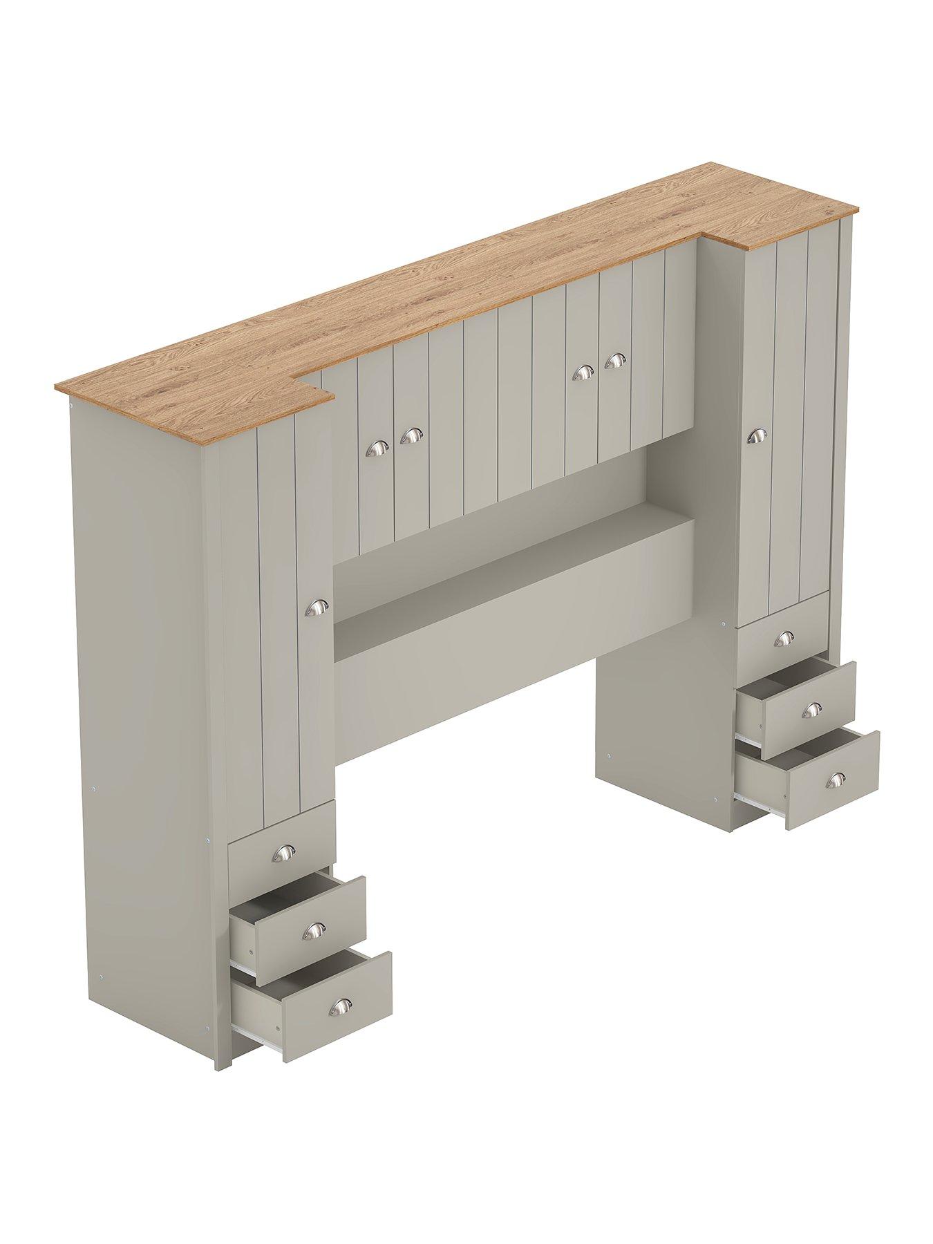 Very Home Atlanta Overbed Storage Unit - Light Grey/Oak Effect | Very