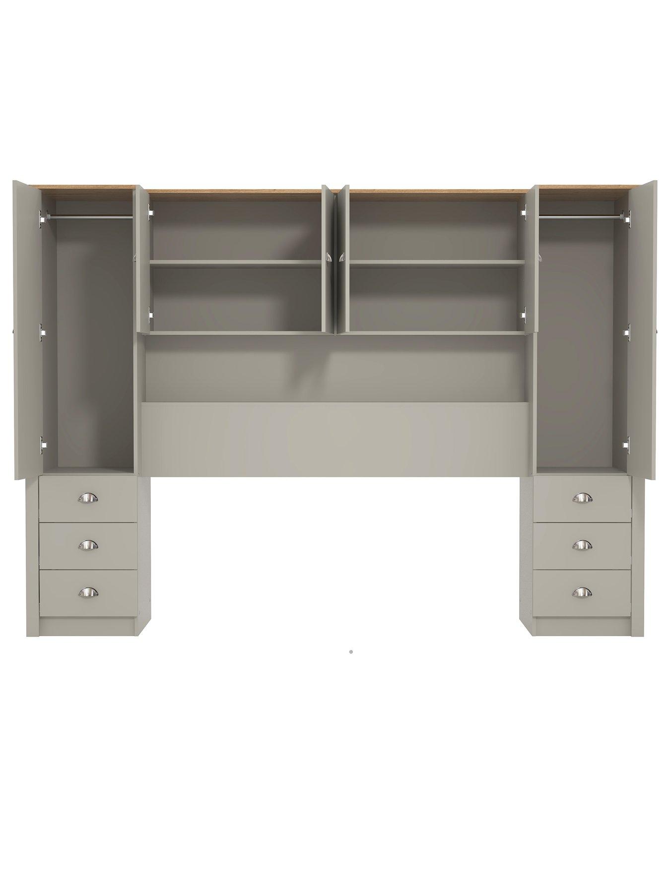 Very Home Atlanta Overbed Storage Unit - Light Grey/Oak Effect | Very