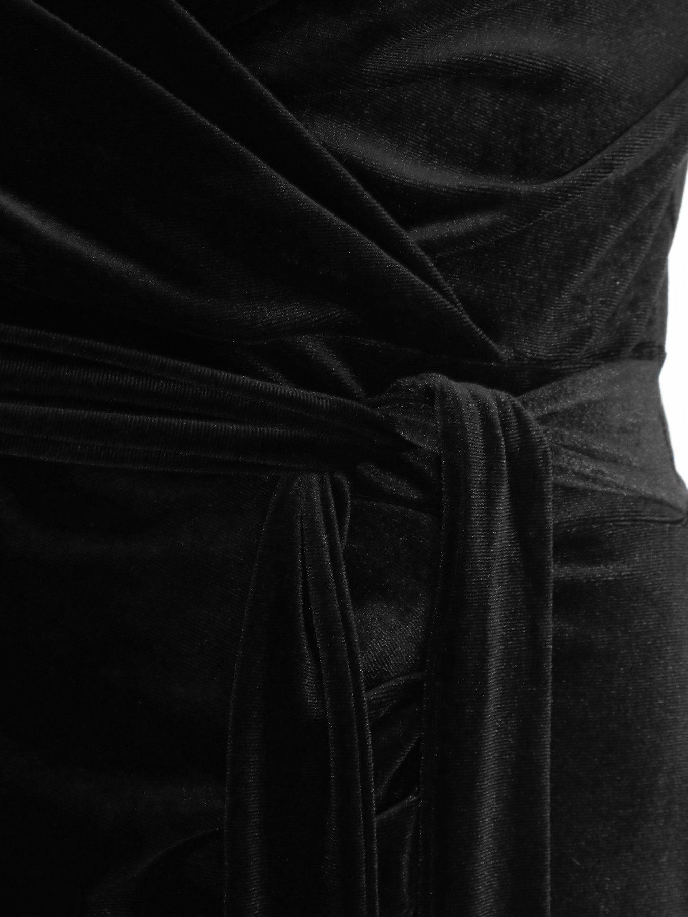 Quiz Curve Curve Black Velvet Wrap Midi Dress Very