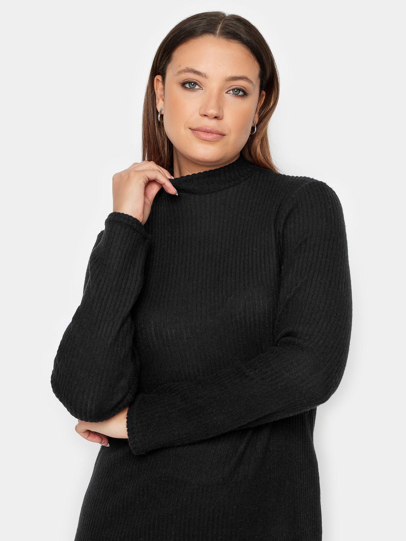 Long Tall Sally Charcoal Rib High Neck Top | Very