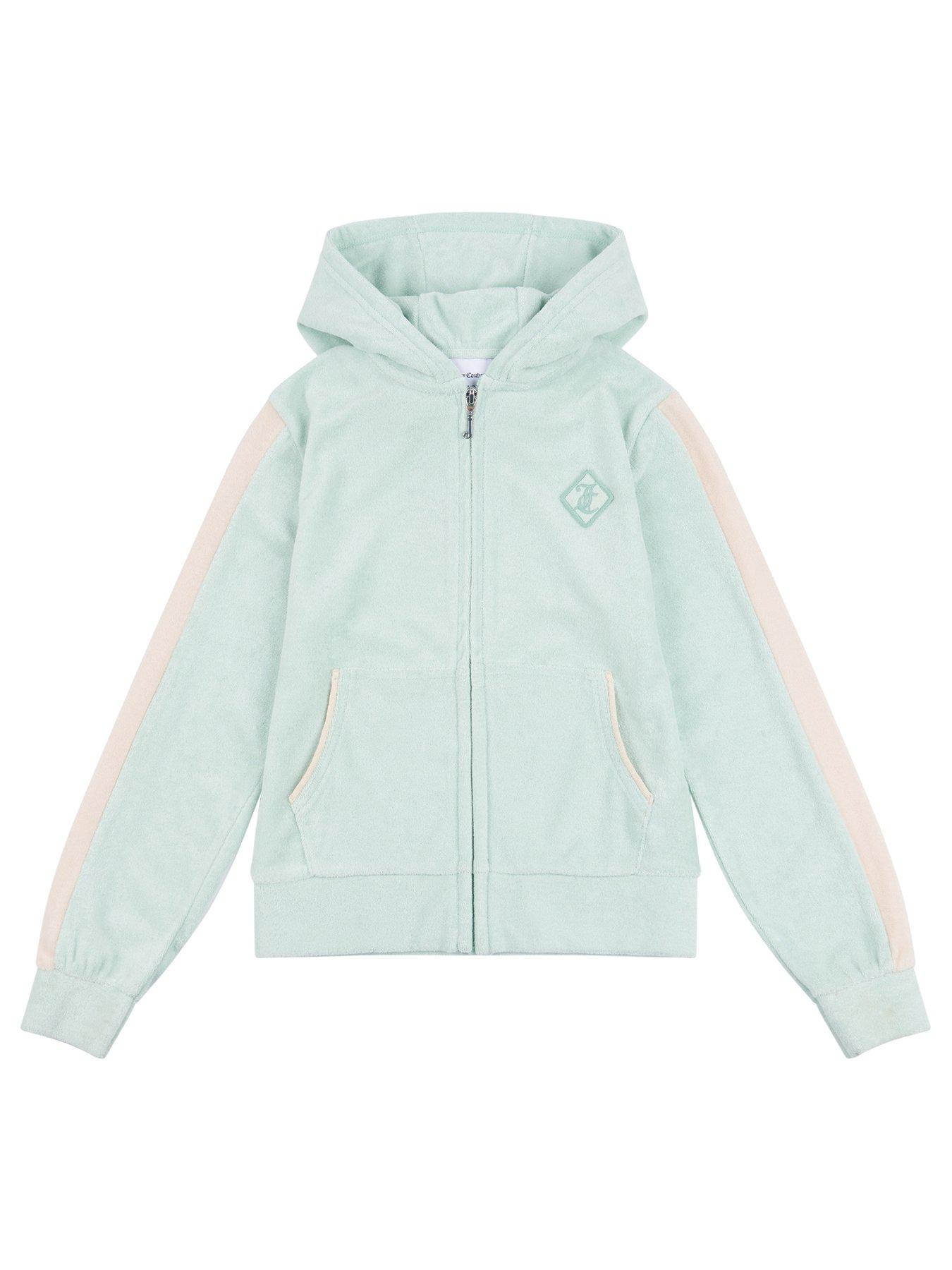 Juicy Couture Girls Towelling Zip Through Hoodie - Surf Spray - Light ...
