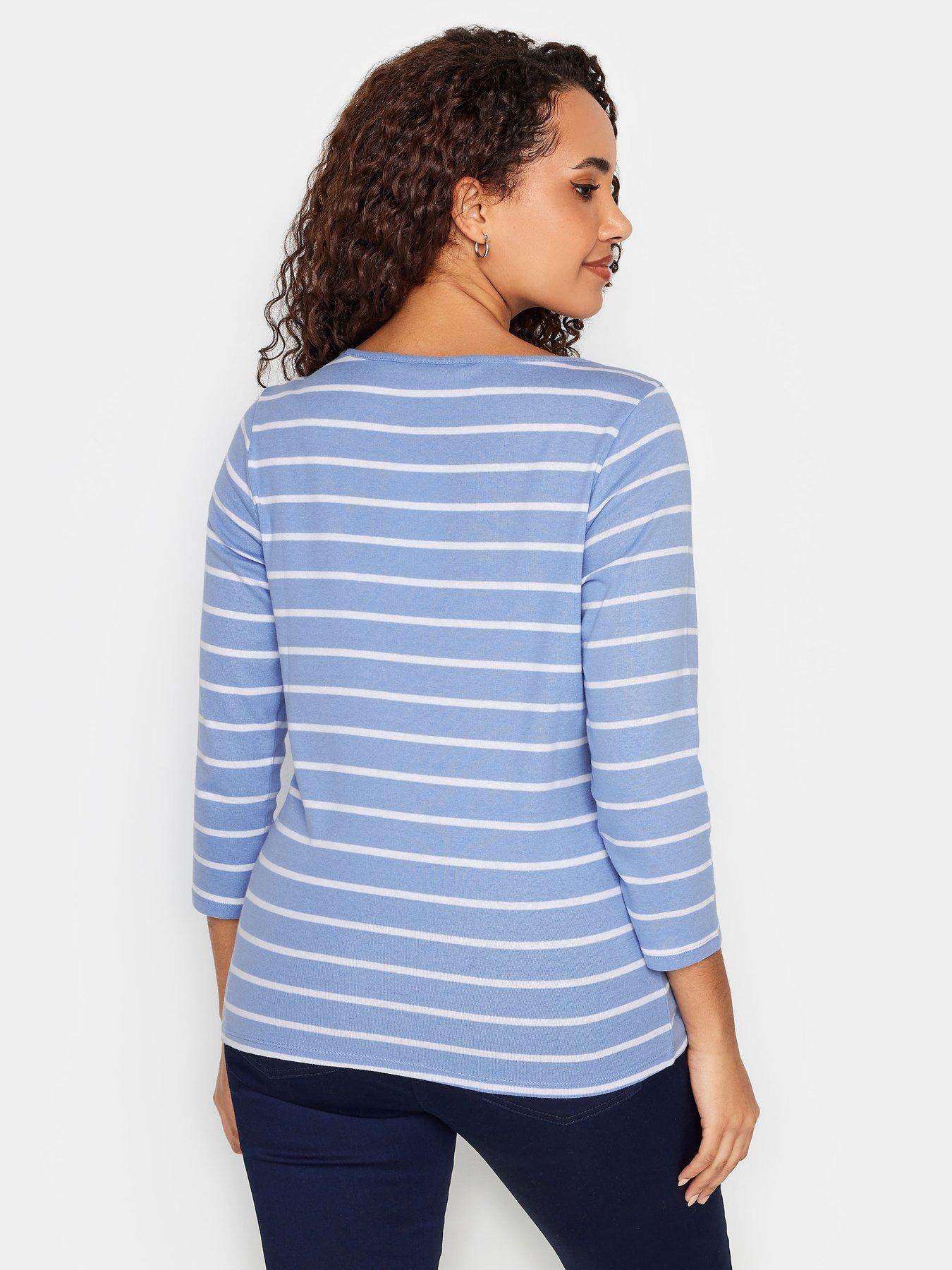 M&Co Stripe Slash Neck Top - Blue | Very