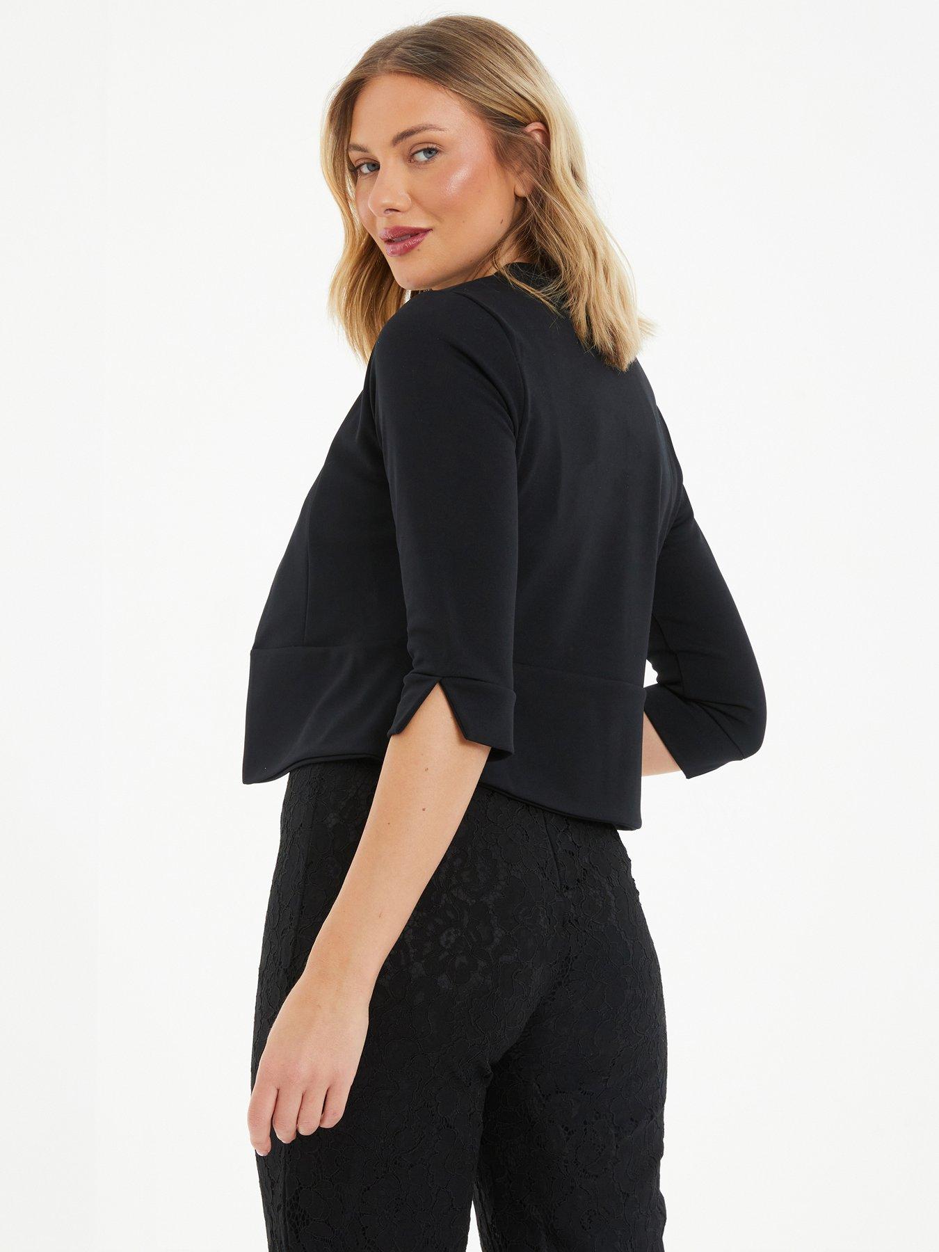 Quiz Black Split Sleeve Crop Jacket | Very