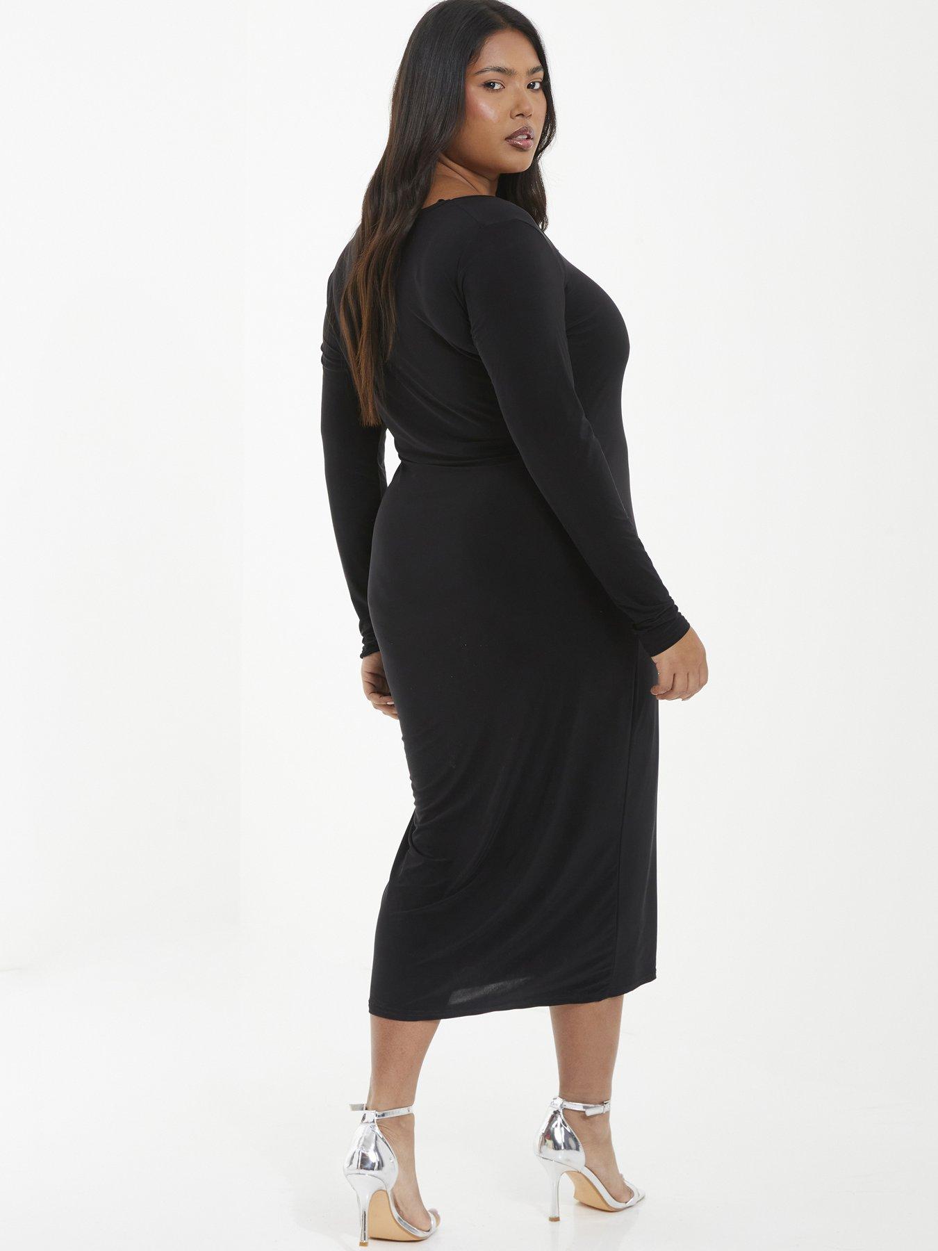 Quiz Curve Curve Black Bodycon Midi Dress - Black | Very