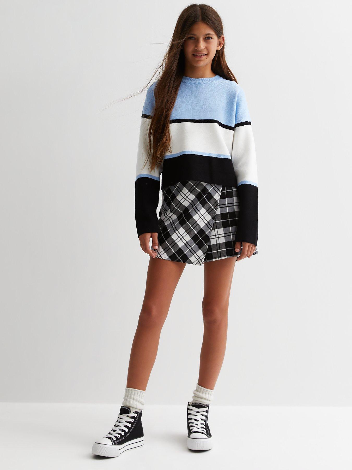 New Look 915 Girls Blue Colour Block Crew Neck Jumper | Very.co.uk