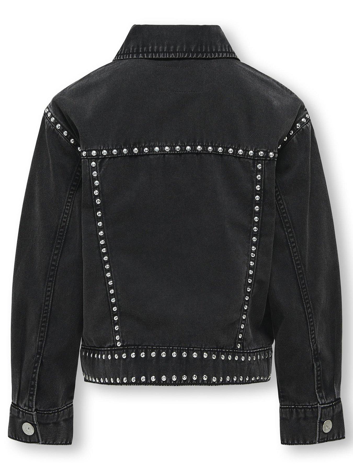 Only Kids Girls Studded Denim Jacket - Black | Very