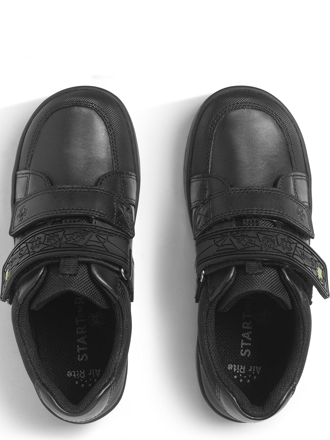 Start-rite Spider Web Black Leather Double Rip Tape School Shoes | Very