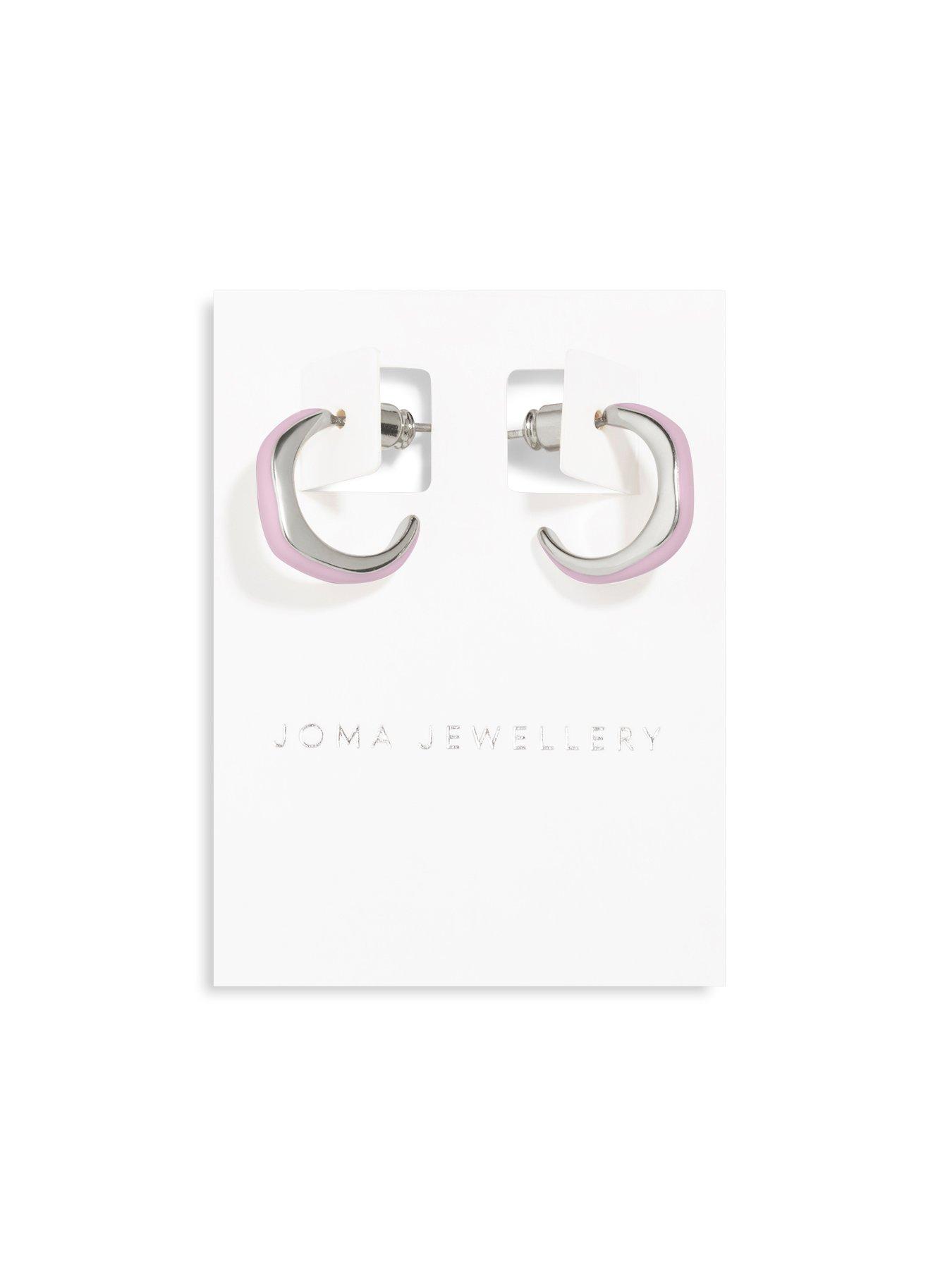 Joma Jewellery BEAU , LILAC ENAMEL , Silver , Hoop Earrings | very.co.uk