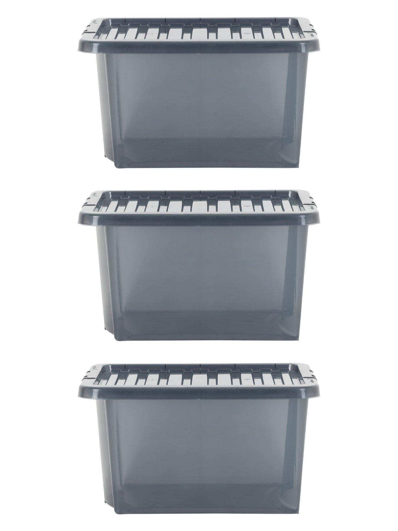 Wham Set of 3 Black Plastic Storage Boxes – 28 litres each | Very.co.uk