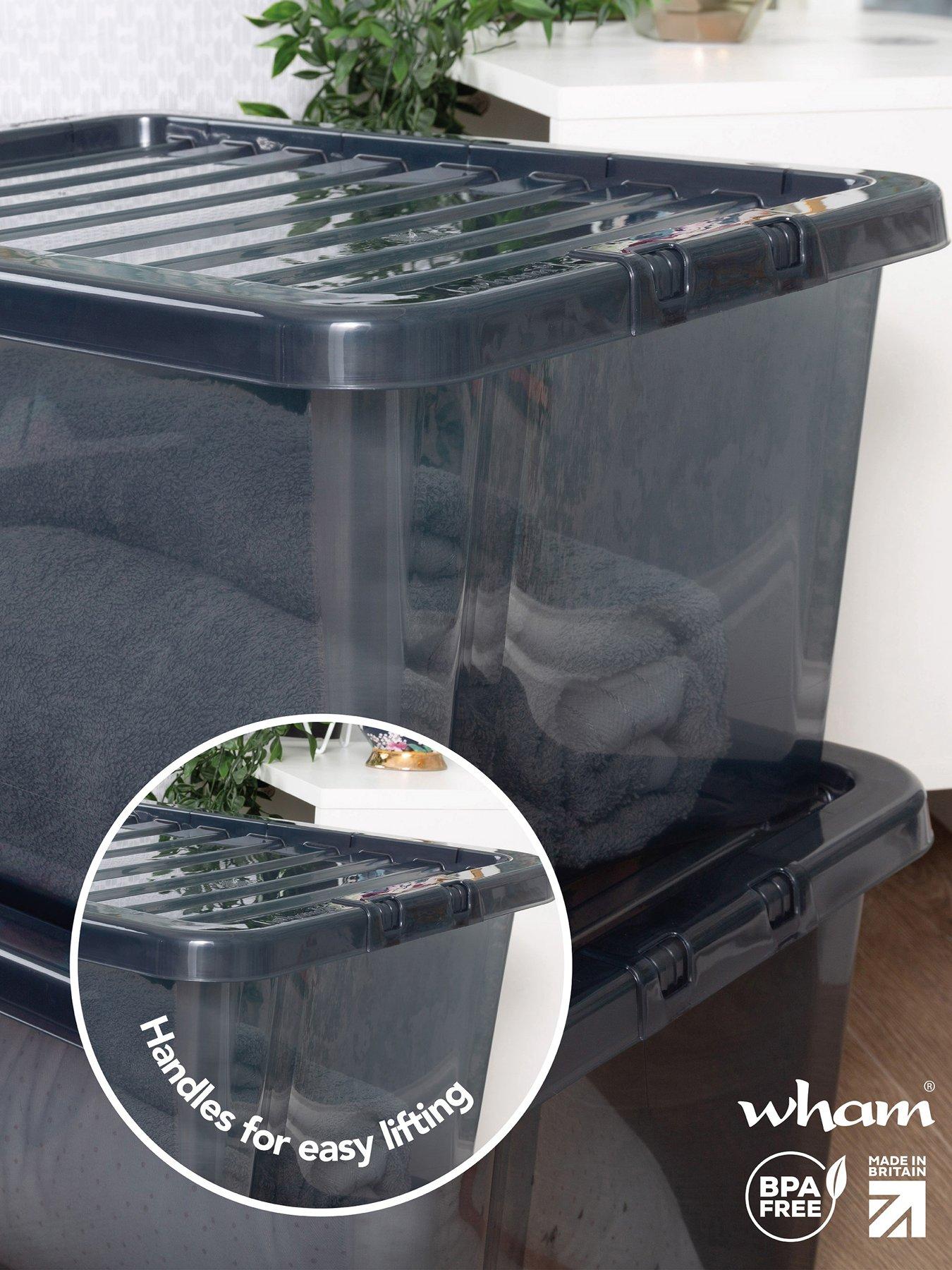Wham Set of 3 Black Plastic Storage Boxes – 28 litres each | Very