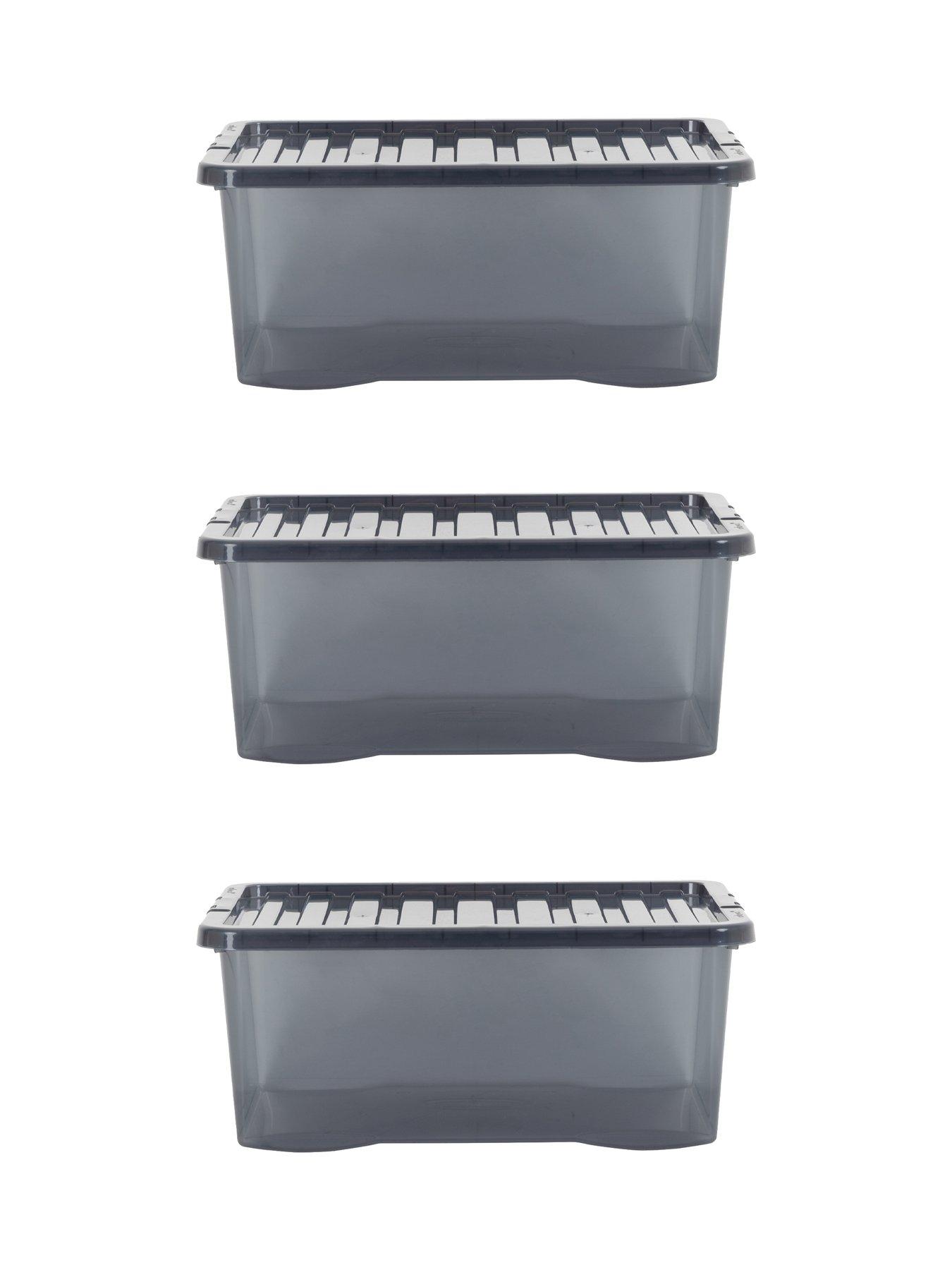 Wham Set of 3 Black Storage Boxes – 45-litre capacity | Very.co.uk