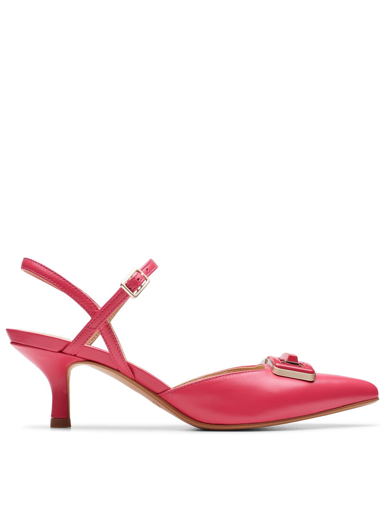 Clarks Violet55 Strap Leather Sling Back Shoes - Bright Pink | Very