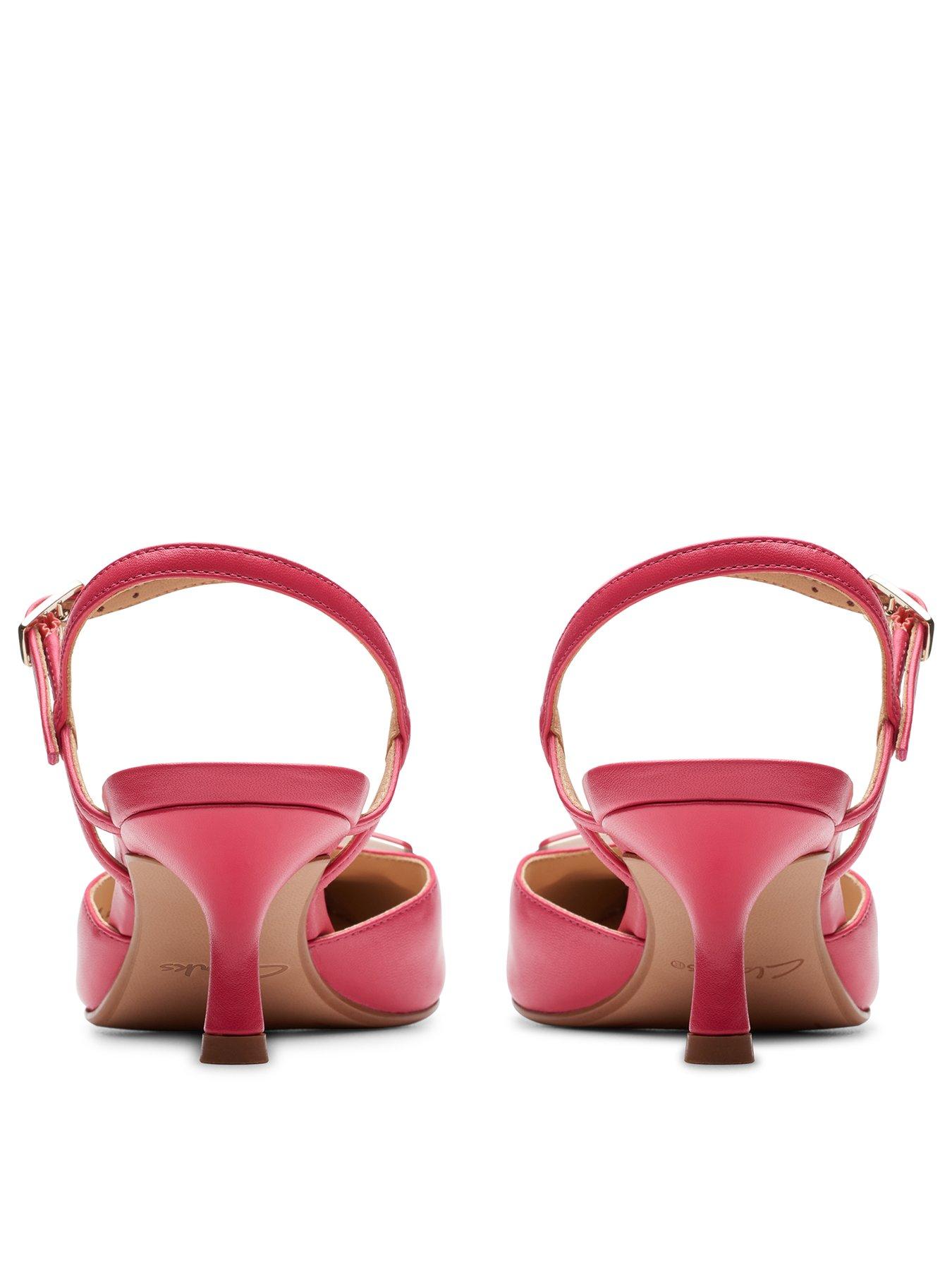 Clarks Violet55 Strap Leather Sling Back Shoes - Bright Pink | Very