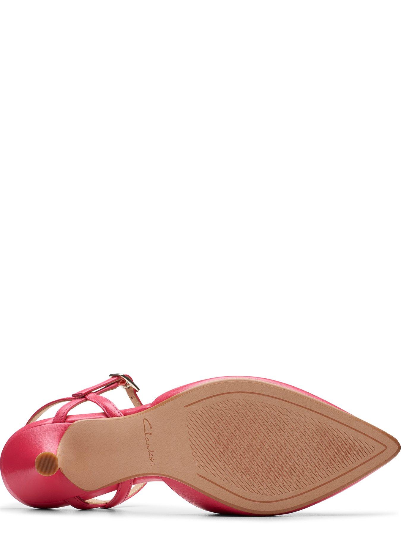 Clarks Violet55 Strap Leather Sling Back Shoes - Bright Pink | Very