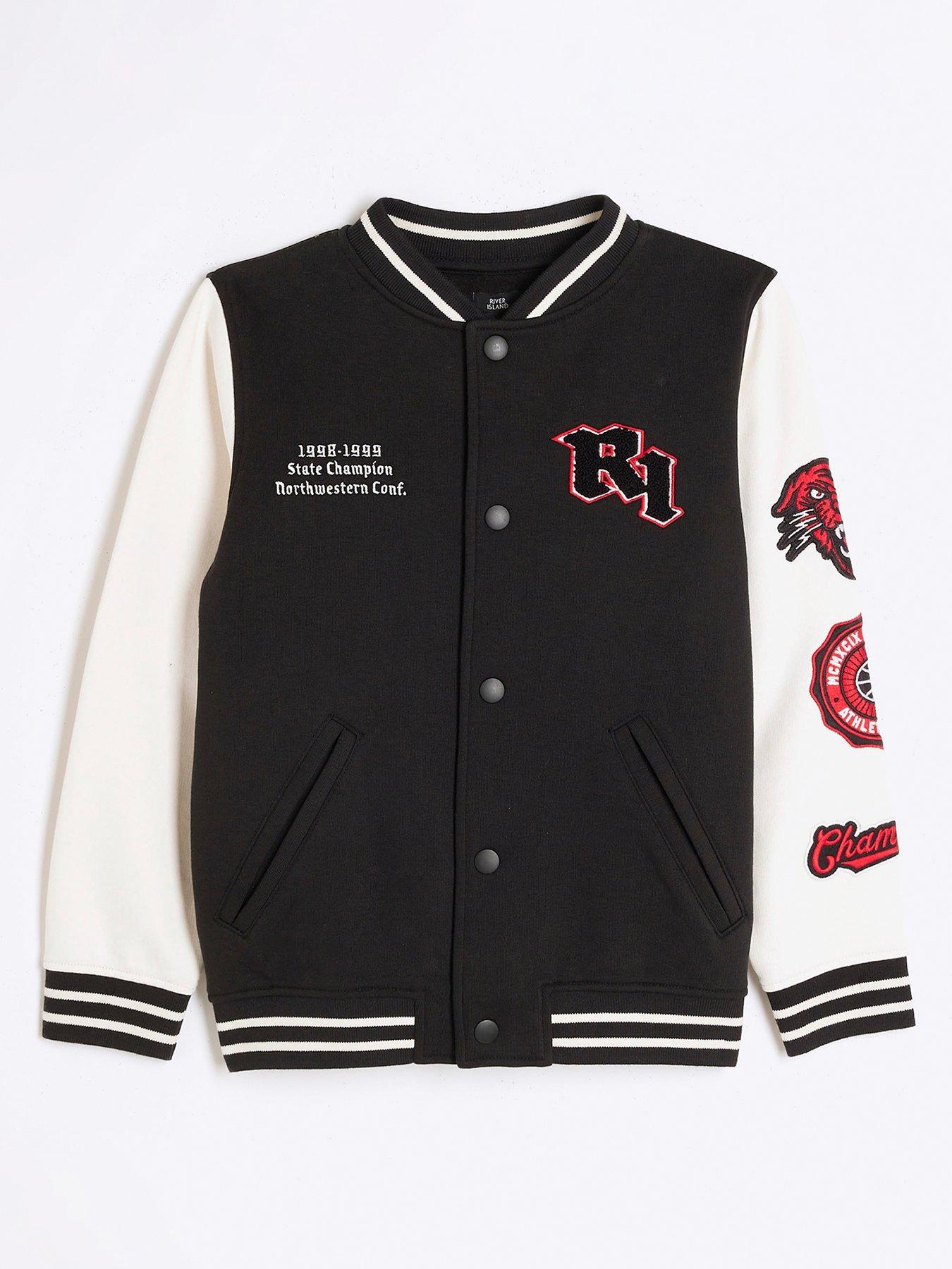 River Island Boys Embroidered Bomber Jacket - Black | Very.co.uk
