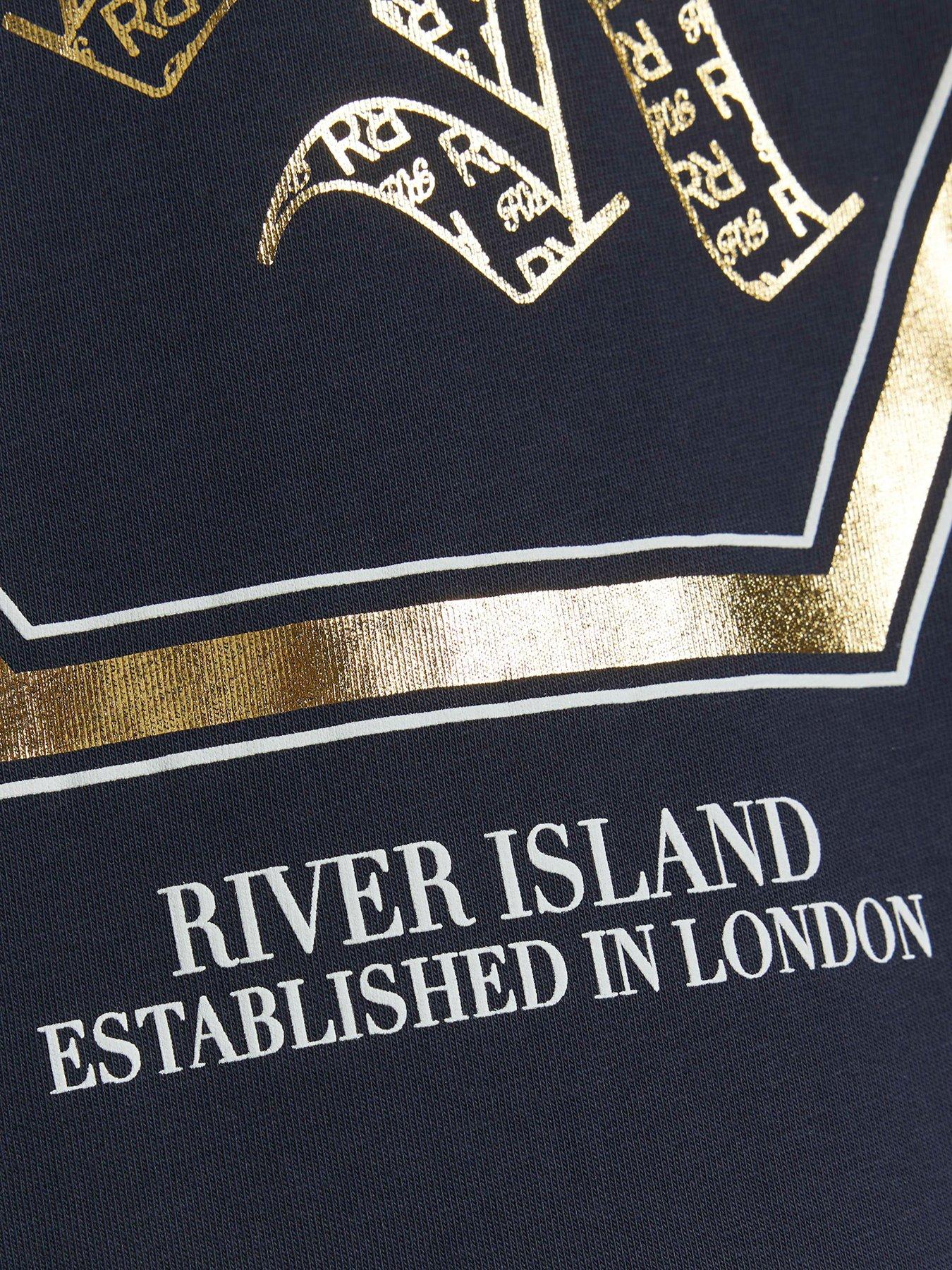 River Island Boys Monogram Graphic T-Shirt - Navy | Very.co.uk