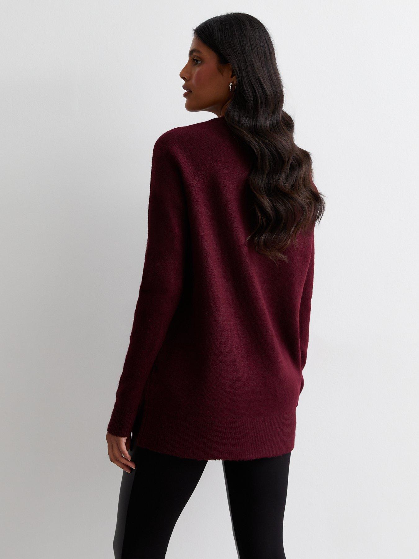 New Look Burgundy Knit Longline Jumper | very.co.uk