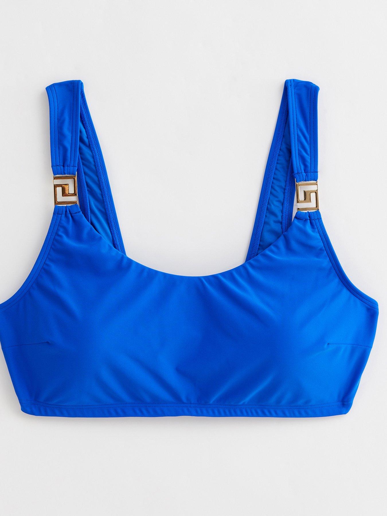 New Look Curves Blue Scoop Bikini Top Uk
