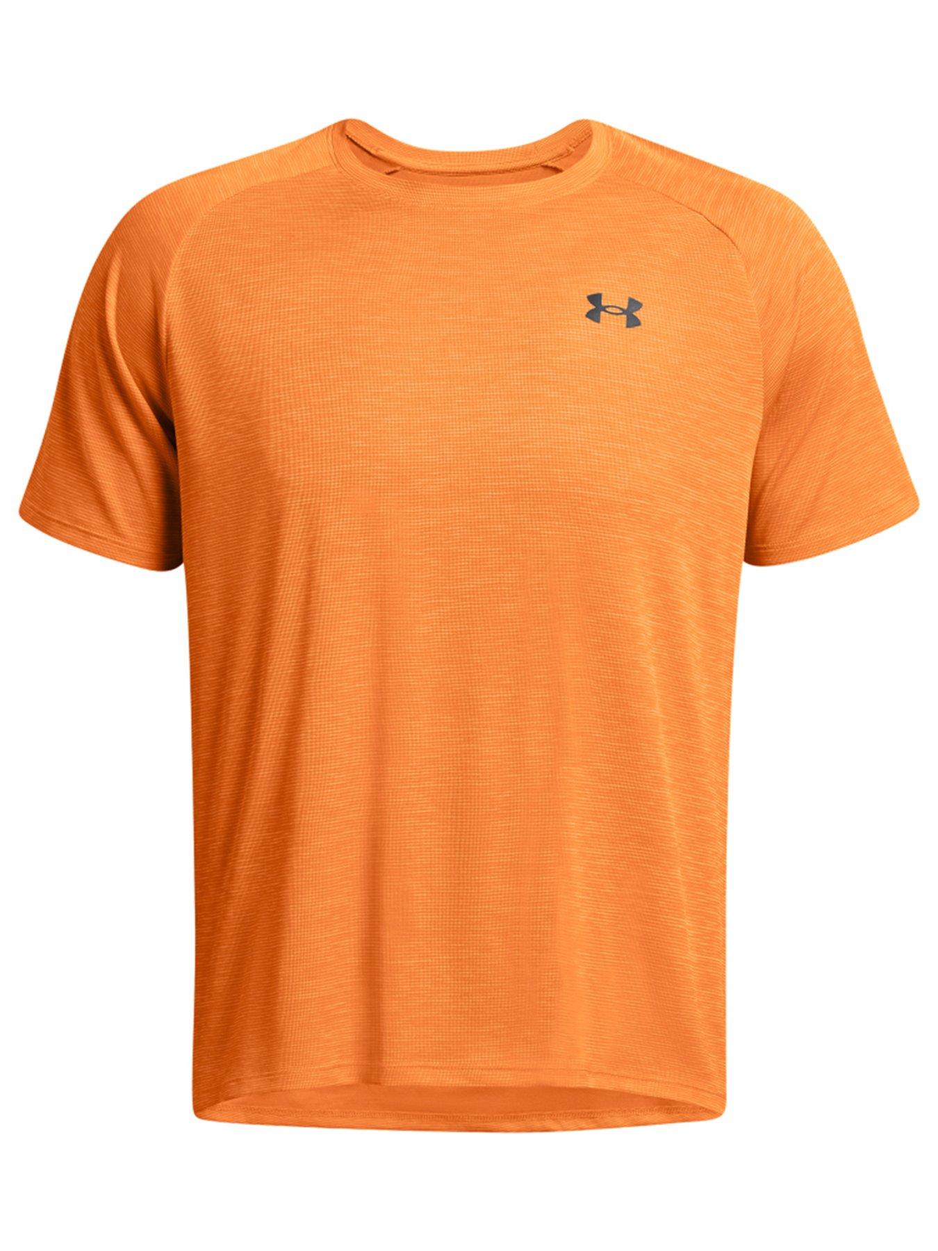 Under Armour Mens Training Ua Tech Textured T Shirt Orange Black